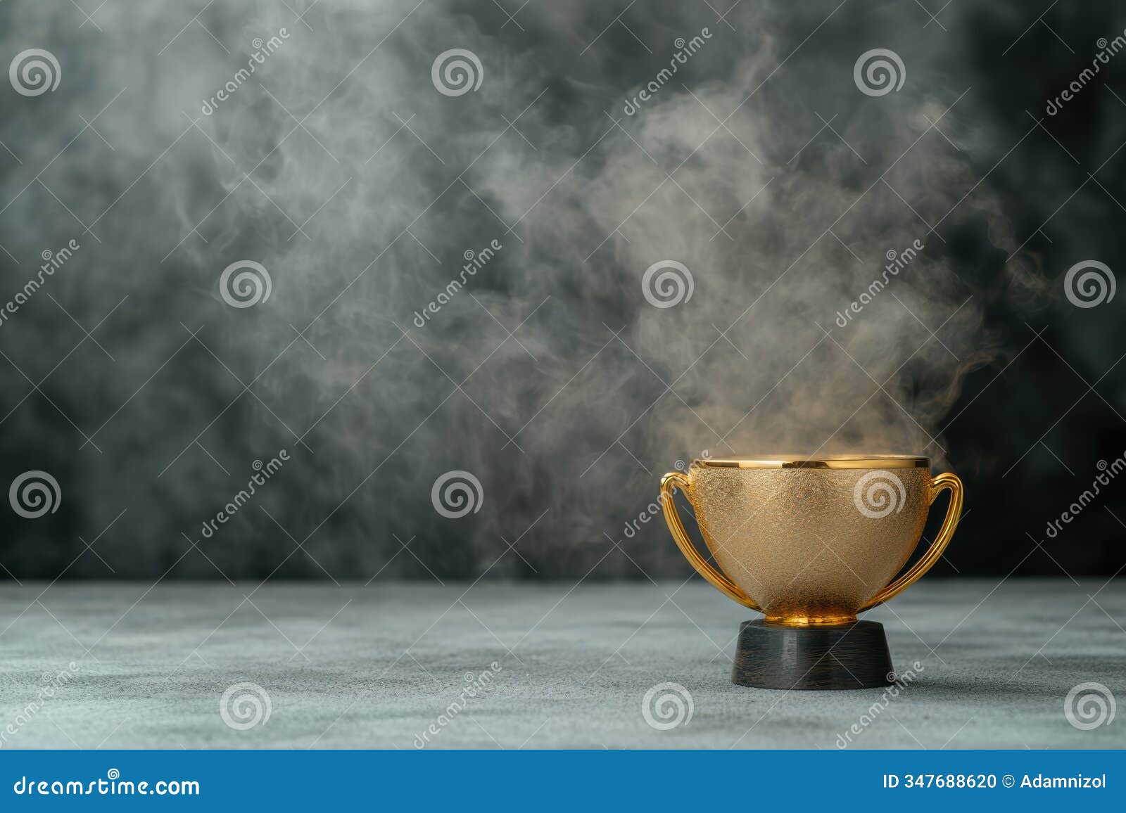 Golden trophy with smoke stock illustration. Illustration of luminous ...