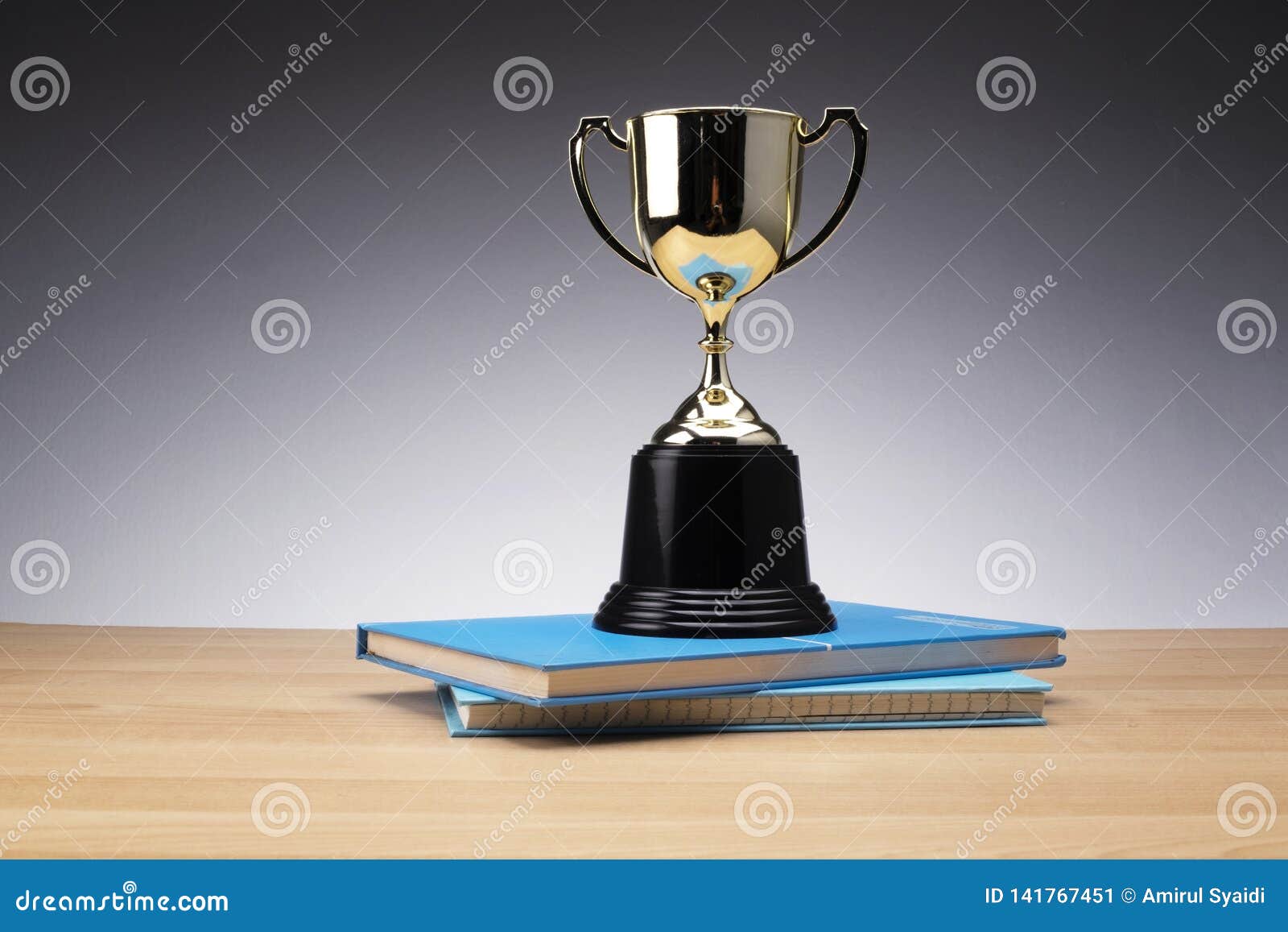 Golden Trophy on Stack of Book for Education Success Concept Stock ...