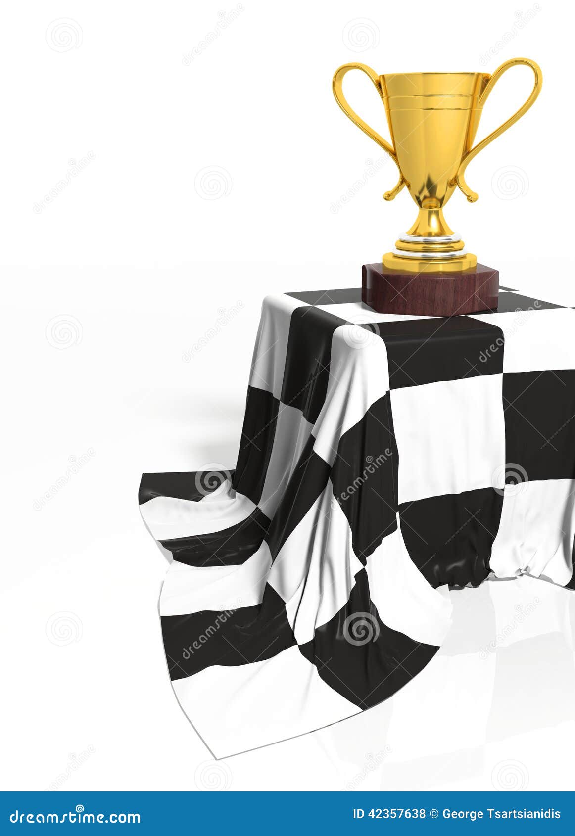 Golden Trophy on Stand with Formula One Flag Stock Illustration ...