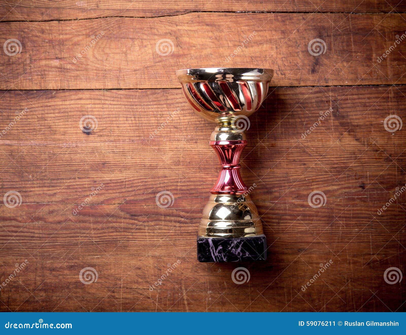 Golden Trophy on Wood Background Stock Image - Image of ceremony ...