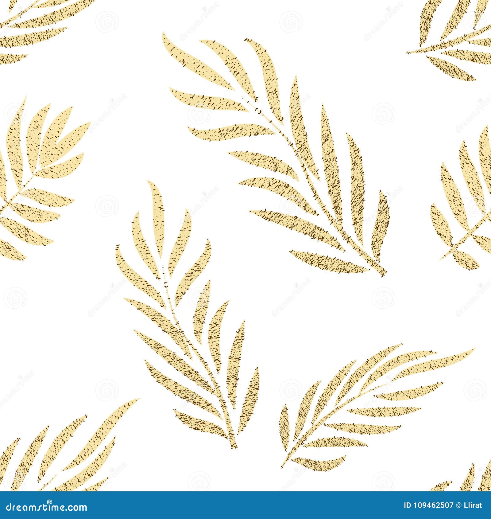 Golden Tropical Leaves Seamless Pattern Stock Vector - Illustration of ...
