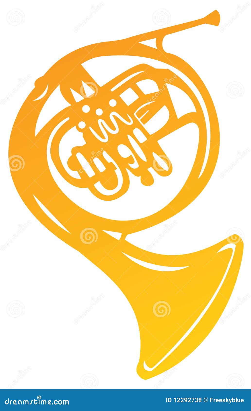 Golden Cornet, Brass Wind Music Instrument. Classical Realistic Twisted ...