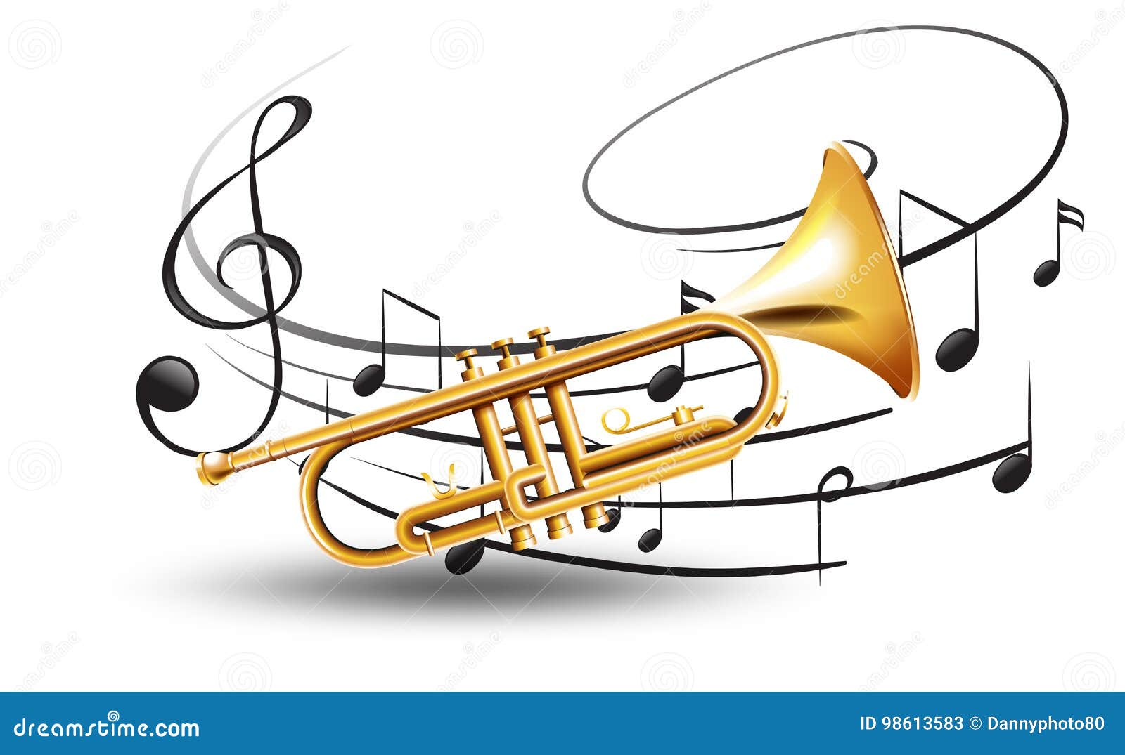 Golden Trumpet with Music Notes in Background Stock Vector ...