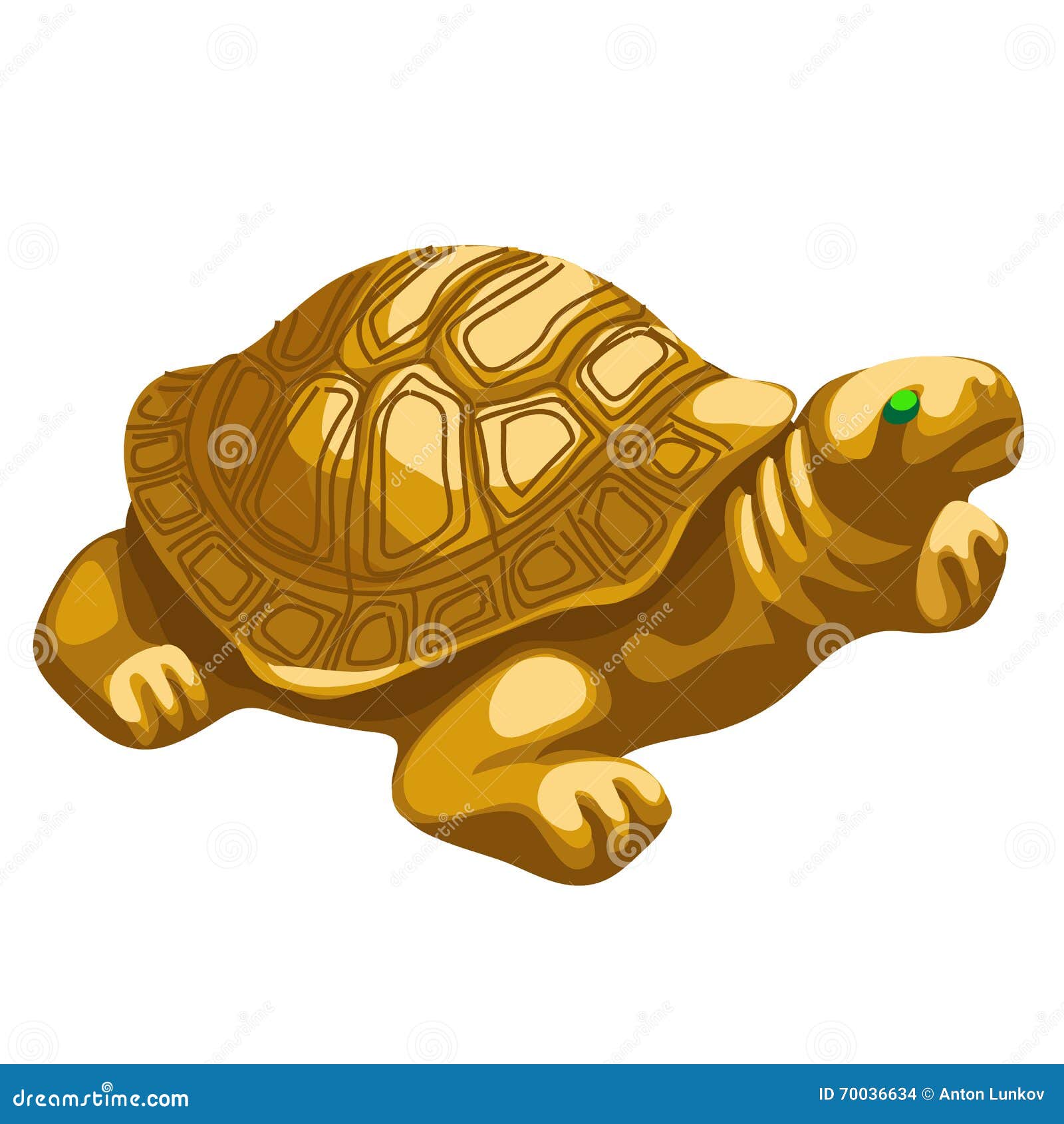Golden Turtle Figurine with Emerald Eyes Stock Vector - Illustration of ...