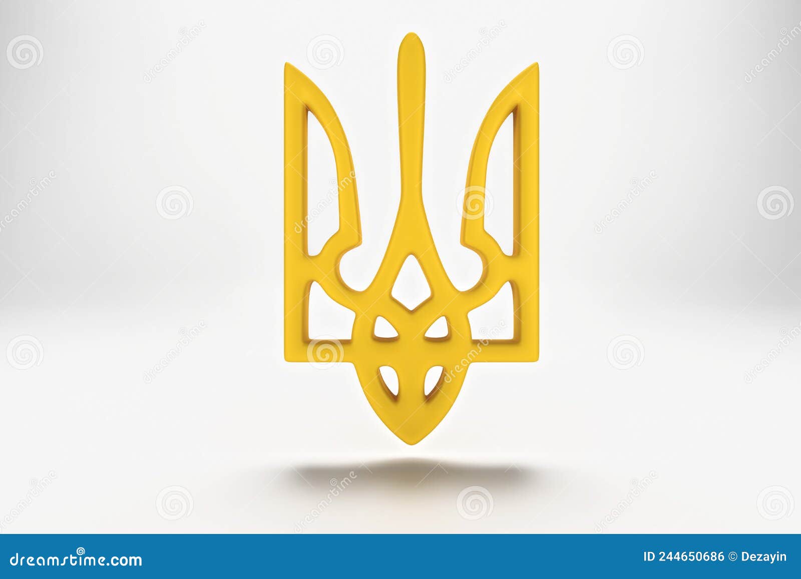 Golden Ukrainian Trident. 3d Render Stock Illustration - Illustration ...