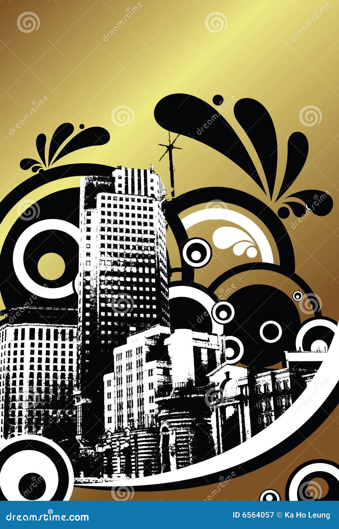 Golden urban city stock vector. Illustration of modern - 6564057