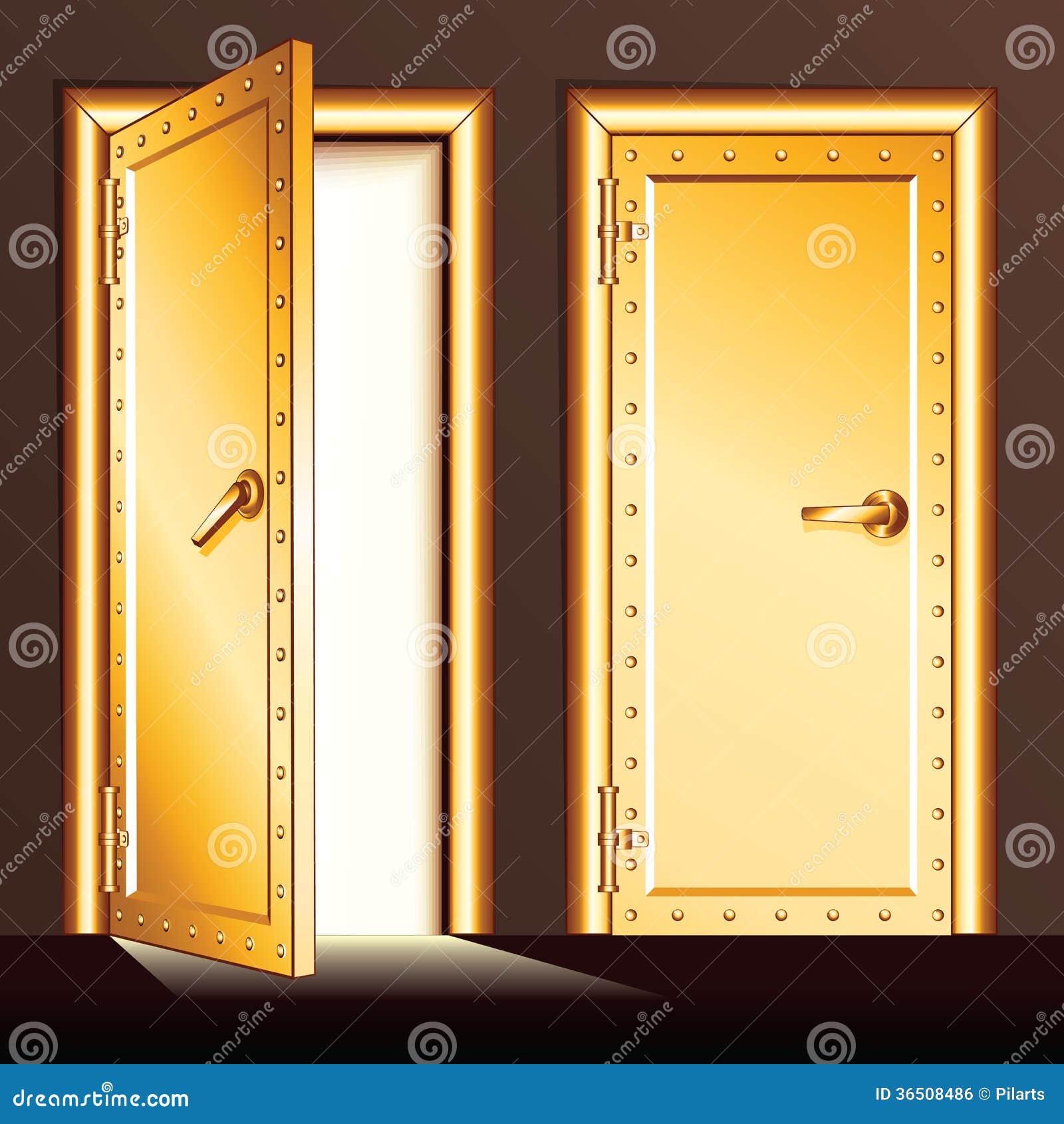 Golden Vault Door. Vector Illustration Stock Vector - Illustration of ...