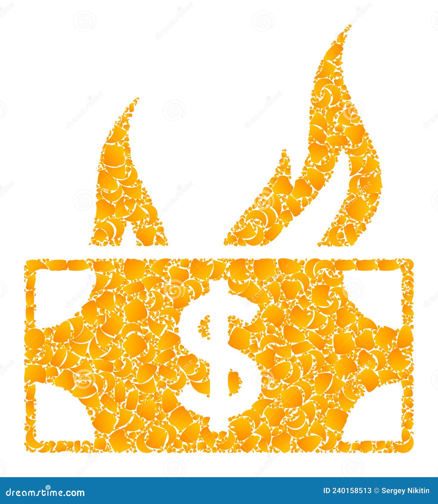 Golden Vector Burn Dollar Bill Mosaic Icon Stock Vector - Illustration ...