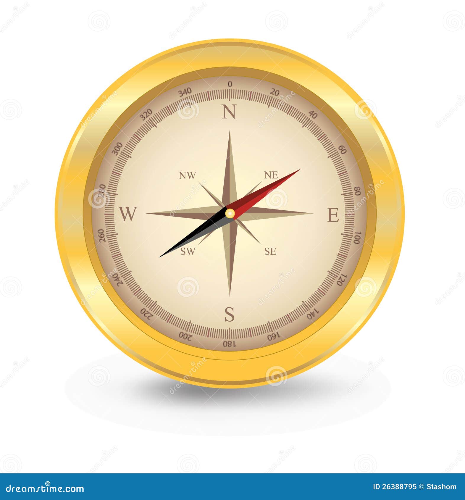 Golden Vector Compas Isolated on White Stock Vector - Illustration of ...