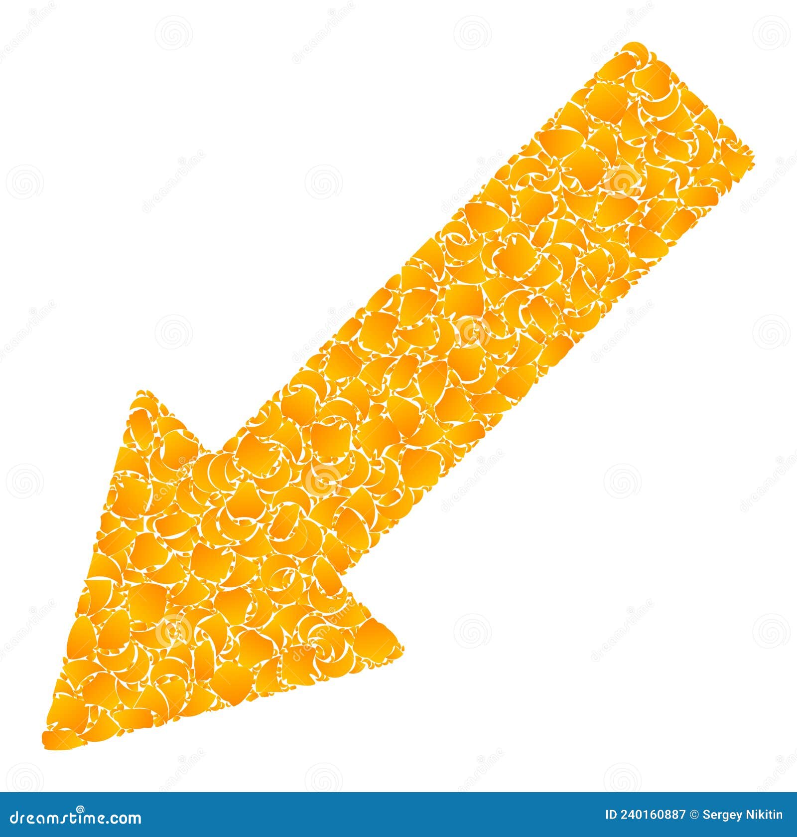 Golden Vector Left Down Arrow Mosaic Icon Stock Vector - Illustration ...