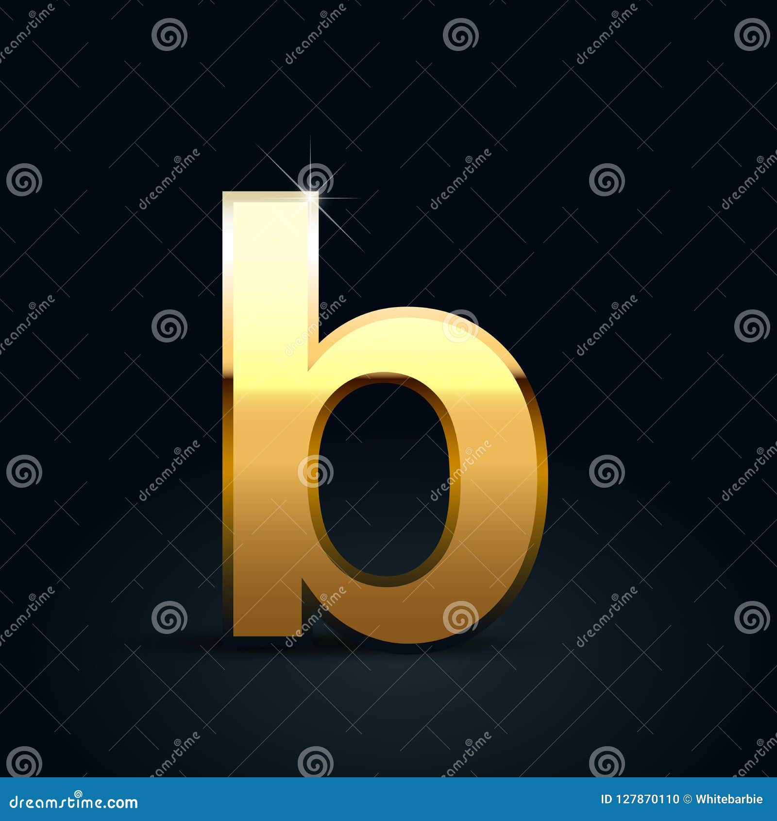 Golden Vector Letter B Lowercase Isolated on Black Background Stock ...