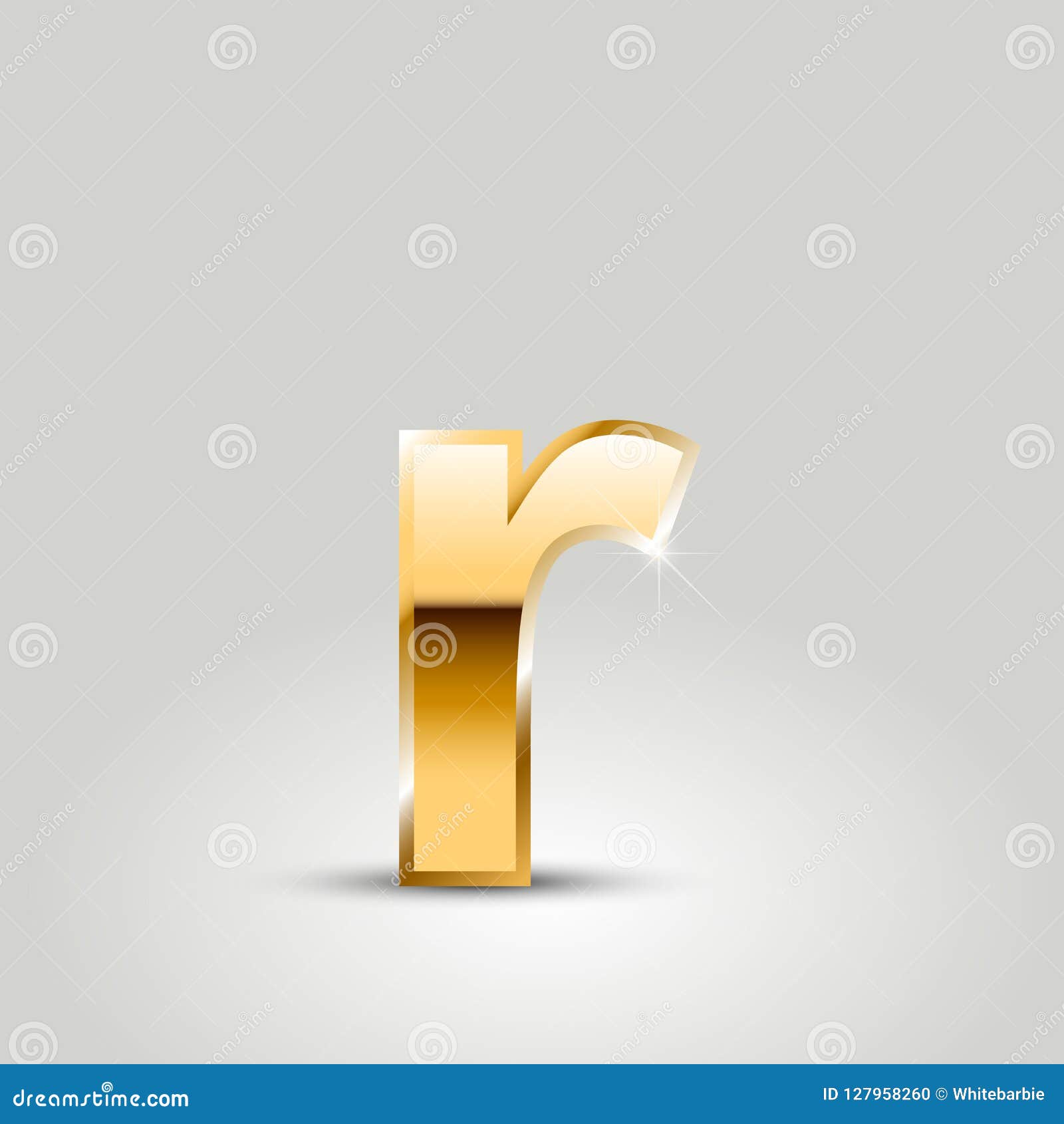 Golden Vector Letter R Lowercase Isolated on White Background Stock ...