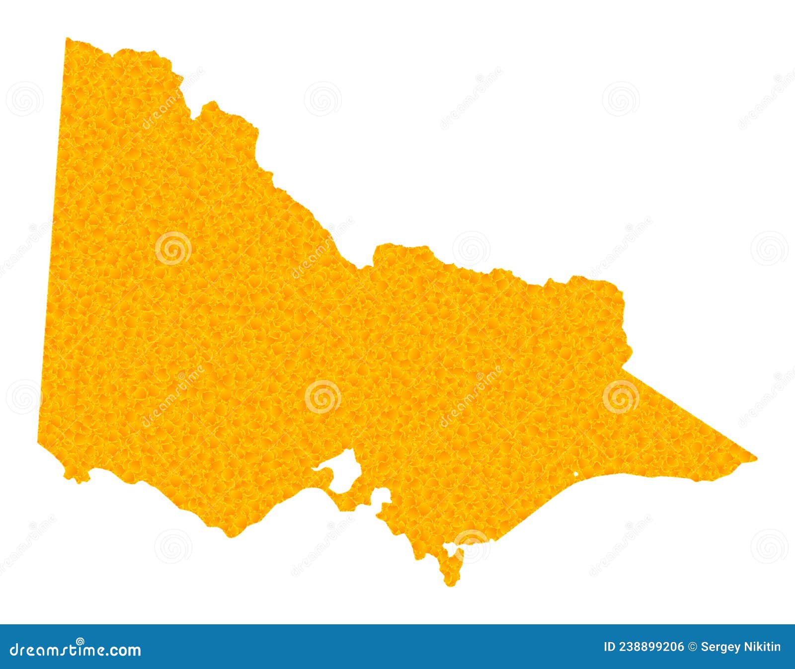 Golden Vector Map of Australian Victoria Stock Vector - Illustration of ...