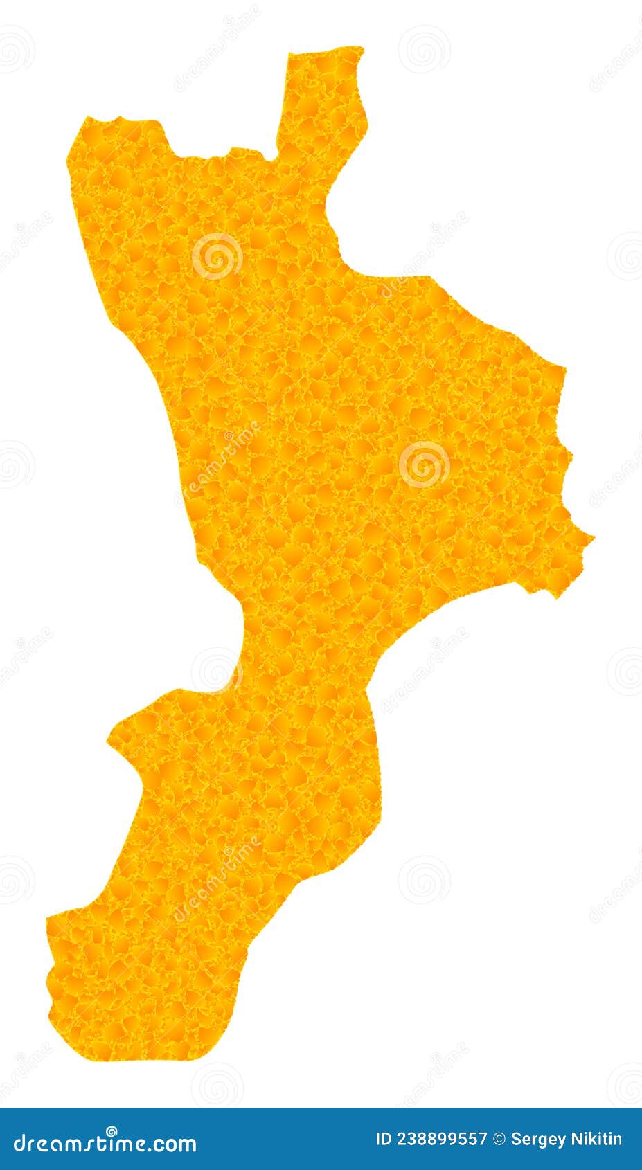Golden Vector Map of Calabria Region Stock Vector - Illustration of ...
