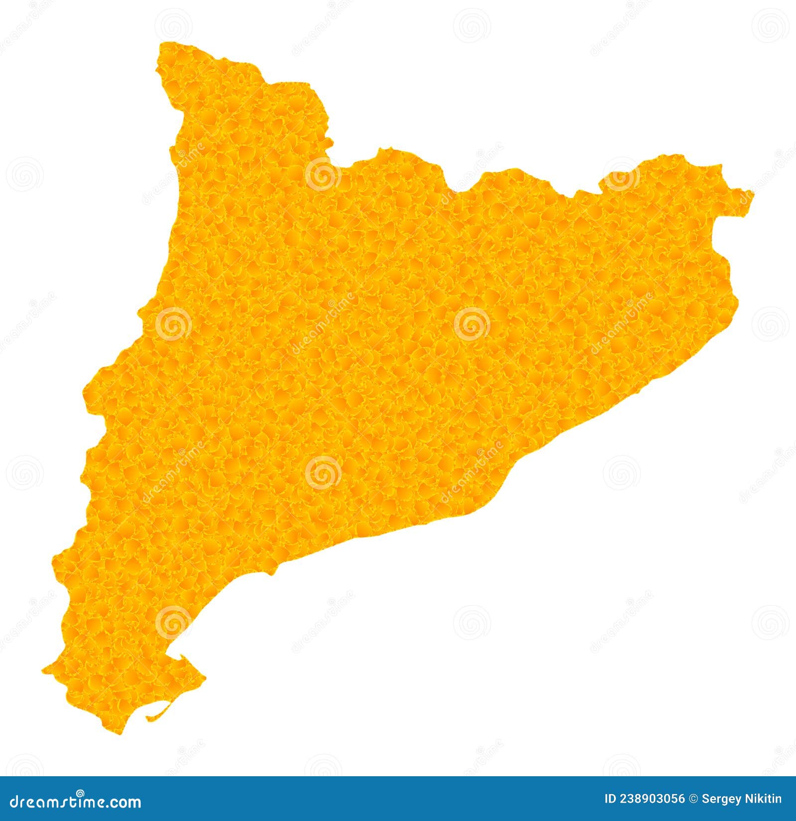 Golden Vector Map of Catalonia Stock Vector - Illustration of geography ...