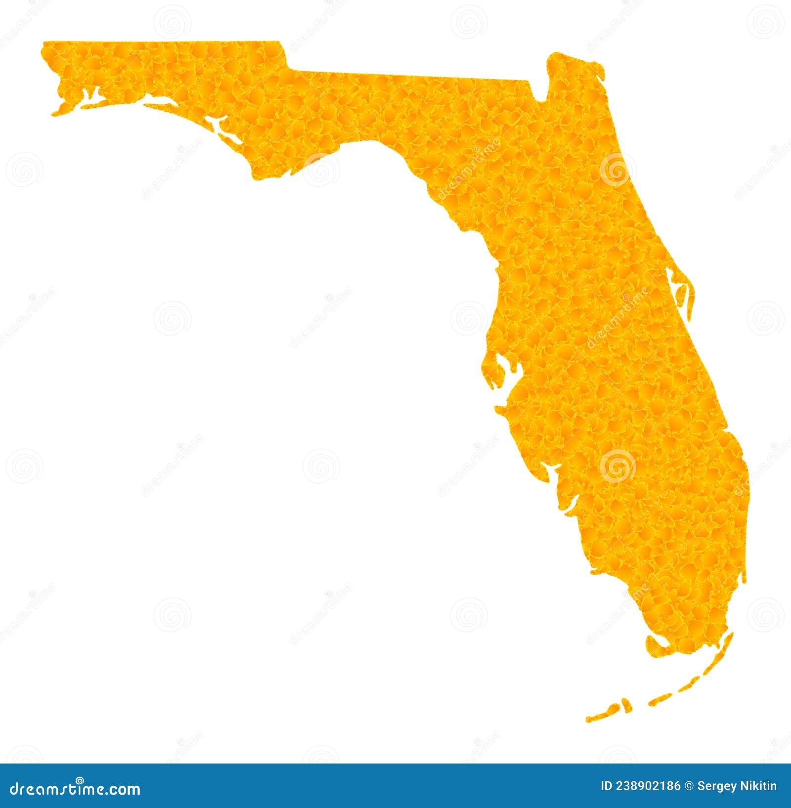 Golden Vector Map of Florida State Stock Vector - Illustration of ...