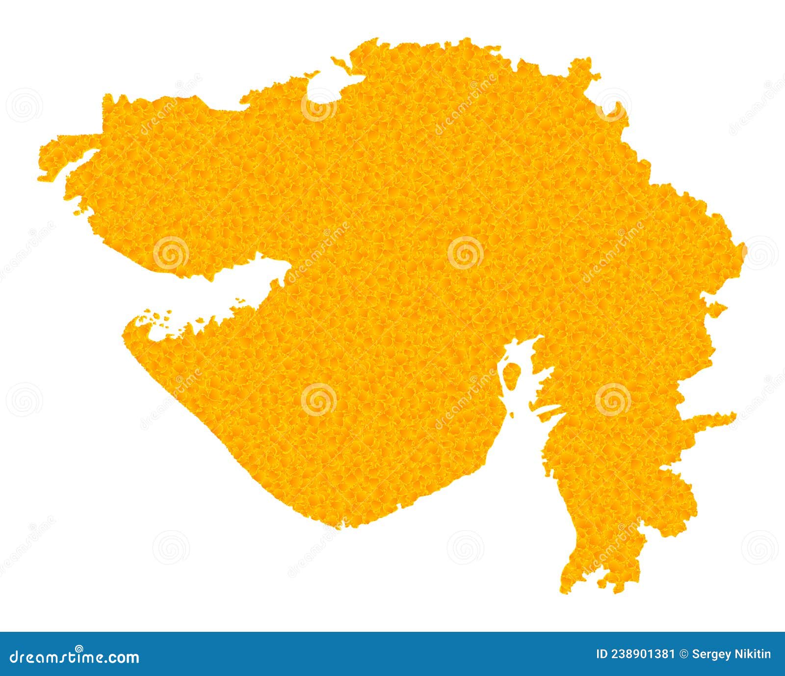 Golden Vector Map of Gujarat State Stock Vector - Illustration of ...