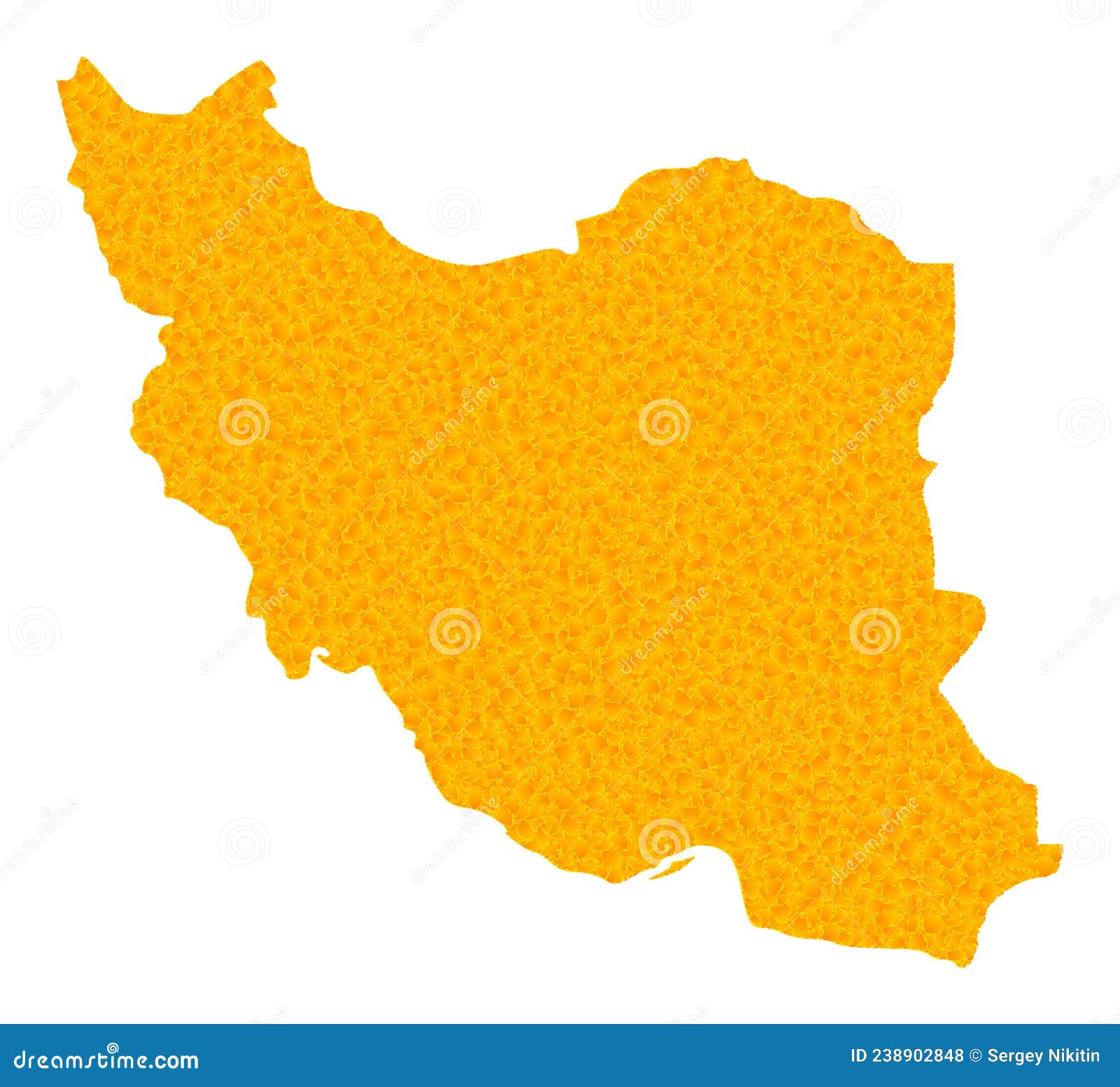 Golden Vector Map of Iran stock vector. Illustration of region - 238902848