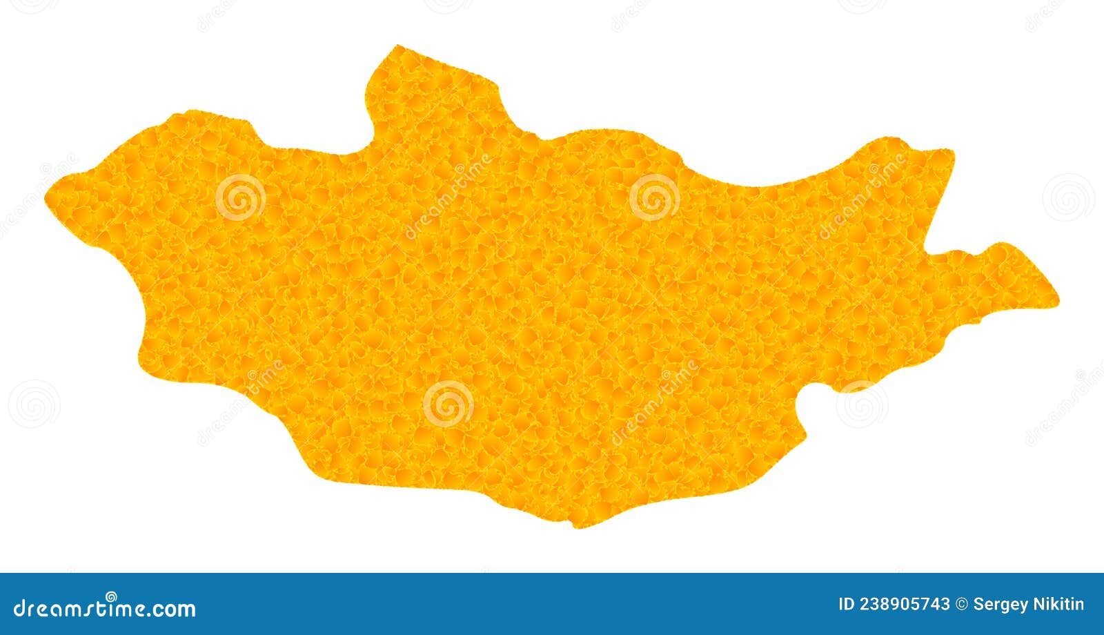Golden Vector Map of Mongolia Stock Vector - Illustration of nation ...