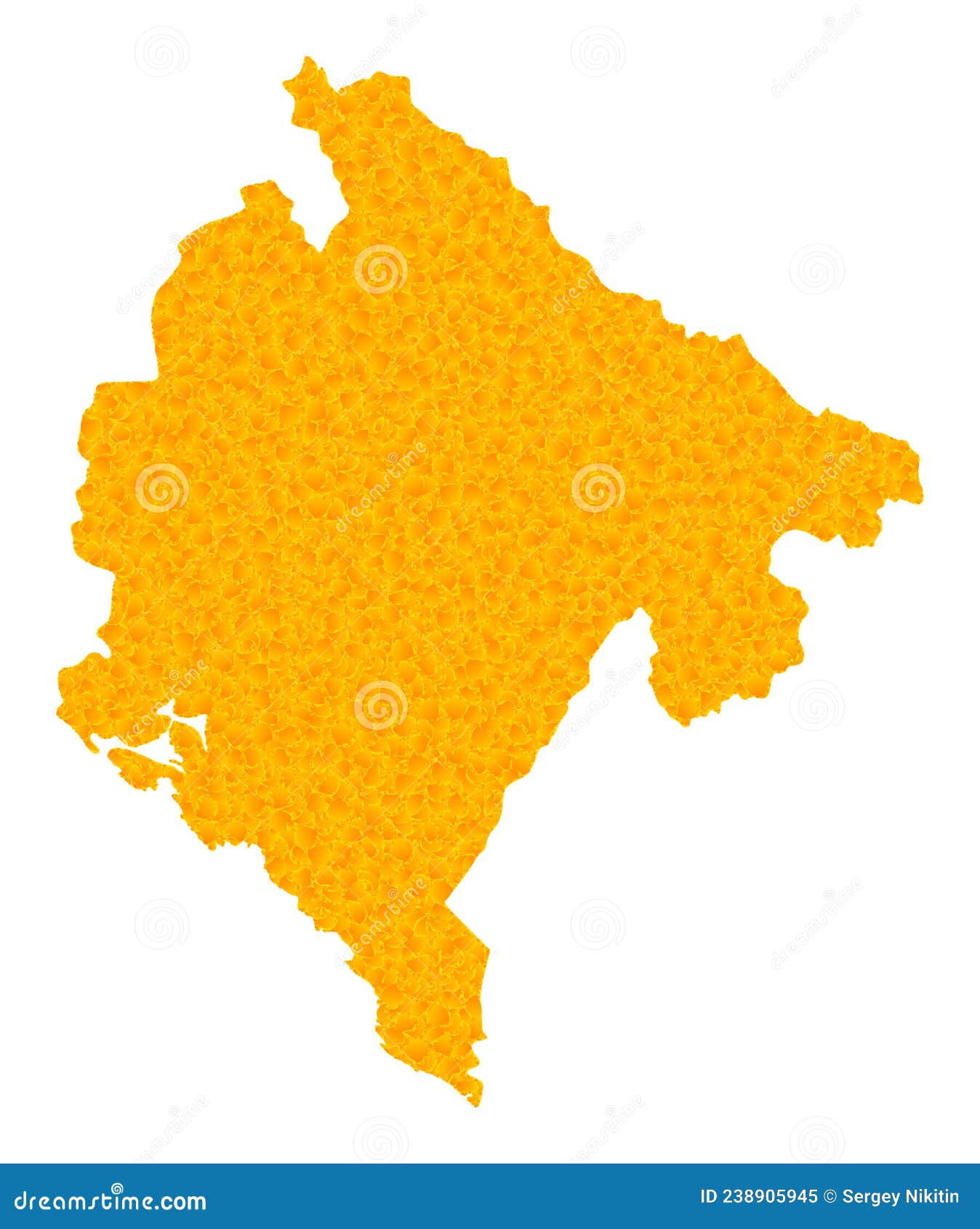 Golden Vector Map of Montenegro Stock Vector - Illustration of scheme ...