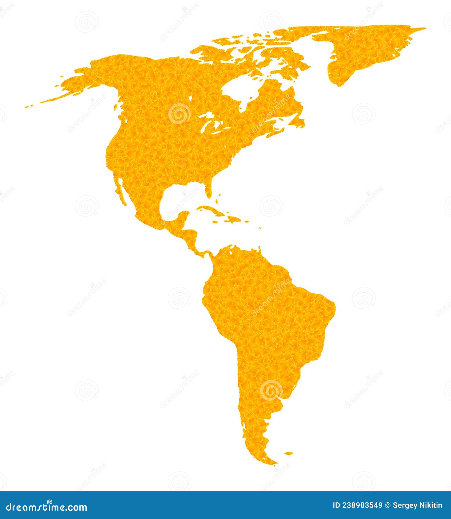 Golden Vector Map of South and North America Stock Vector ...