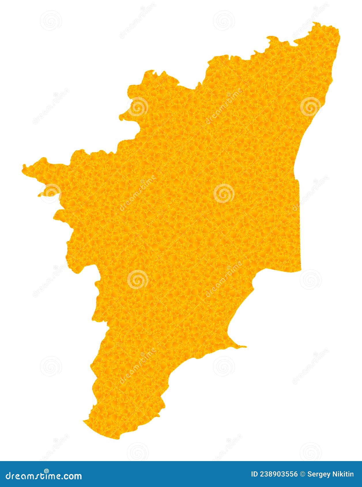 Golden Vector Map of Tamil Nadu State Stock Vector - Illustration of ...