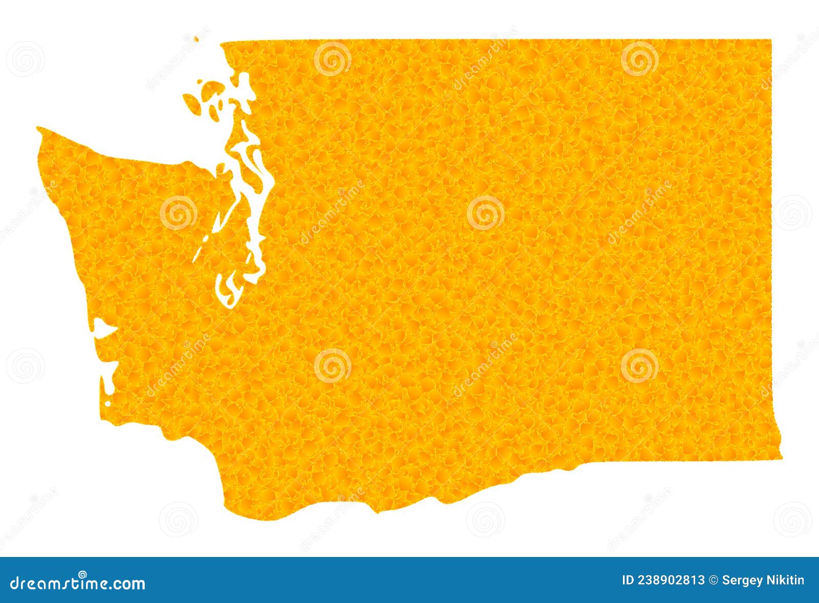 Golden Vector Map of Washington State Stock Vector - Illustration of ...