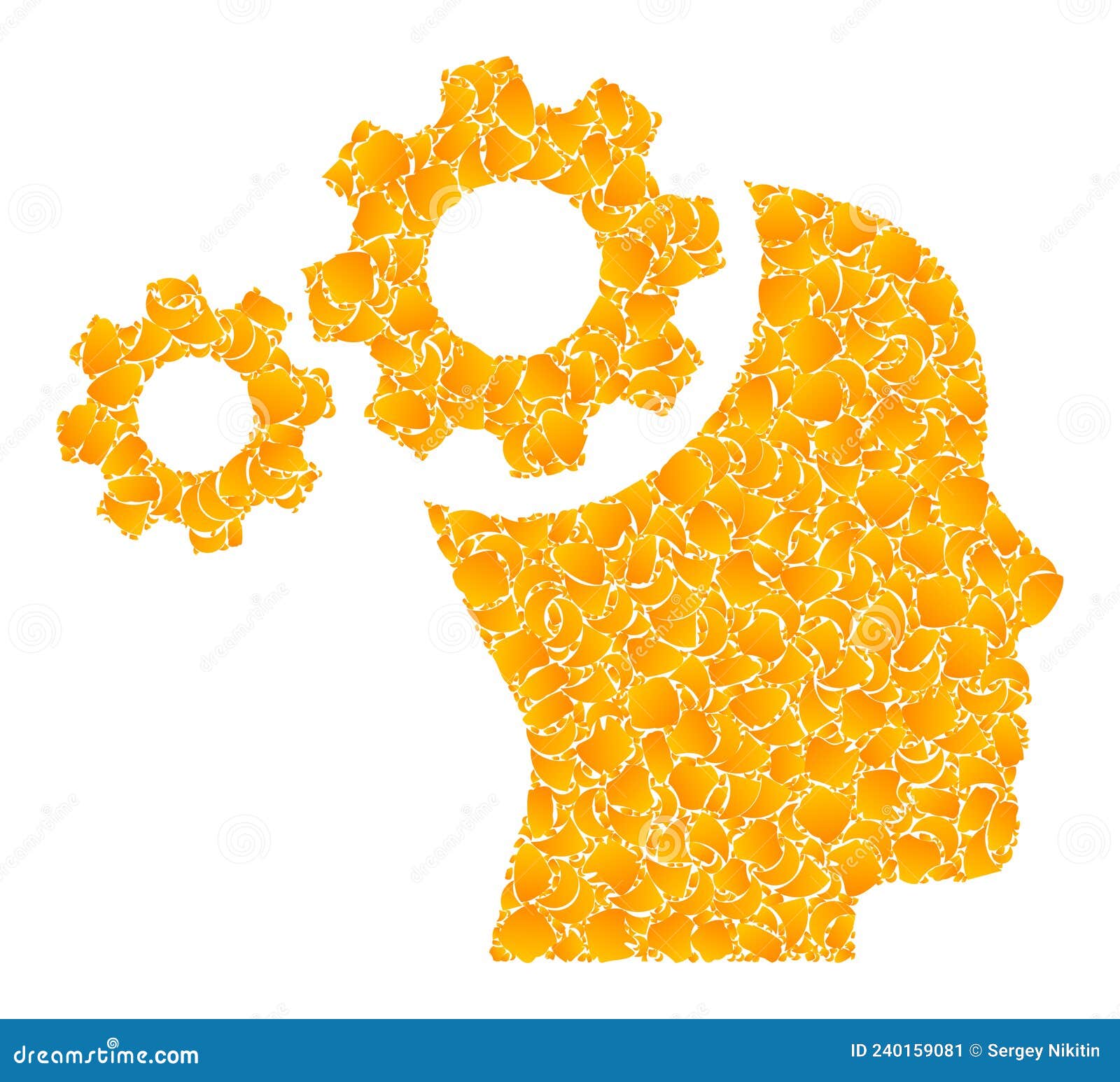 Golden Vector Mind Gears Mosaic Icon Stock Vector - Illustration of ...