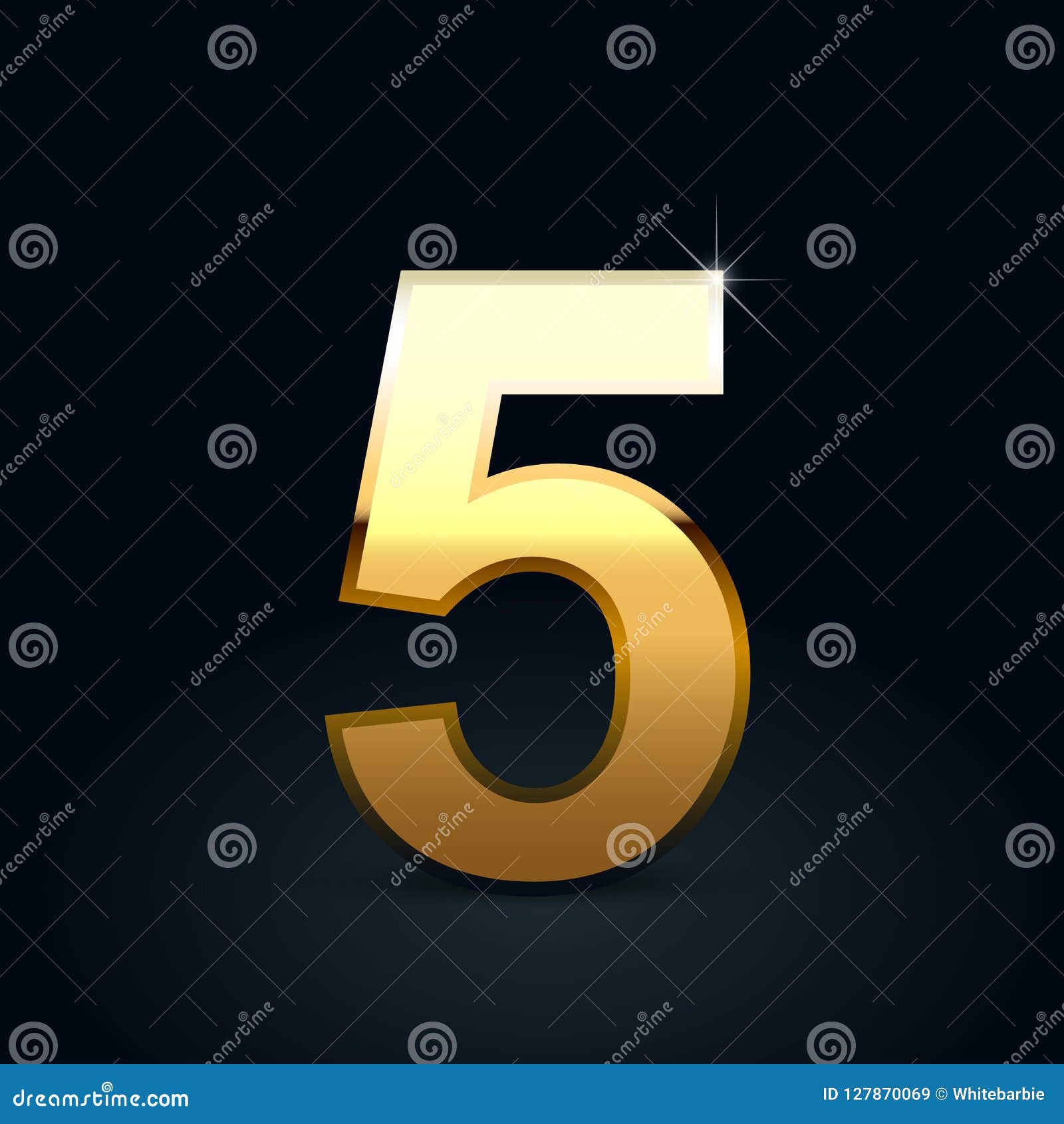 Golden Vector Number 5 Isolated on Black Background Stock Illustration ...