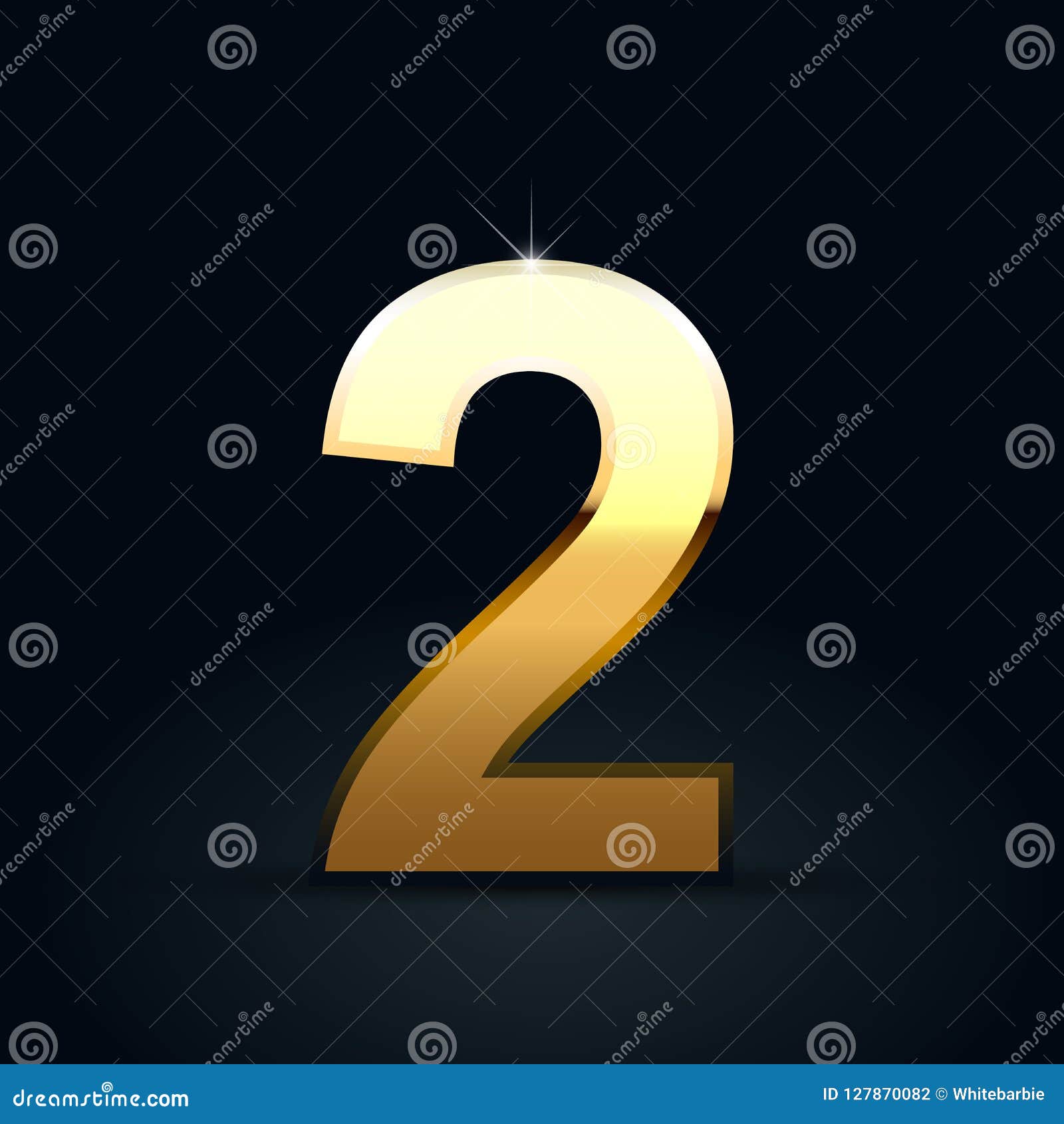 Golden Vector Number 2 Isolated on Black Background Stock Illustration ...