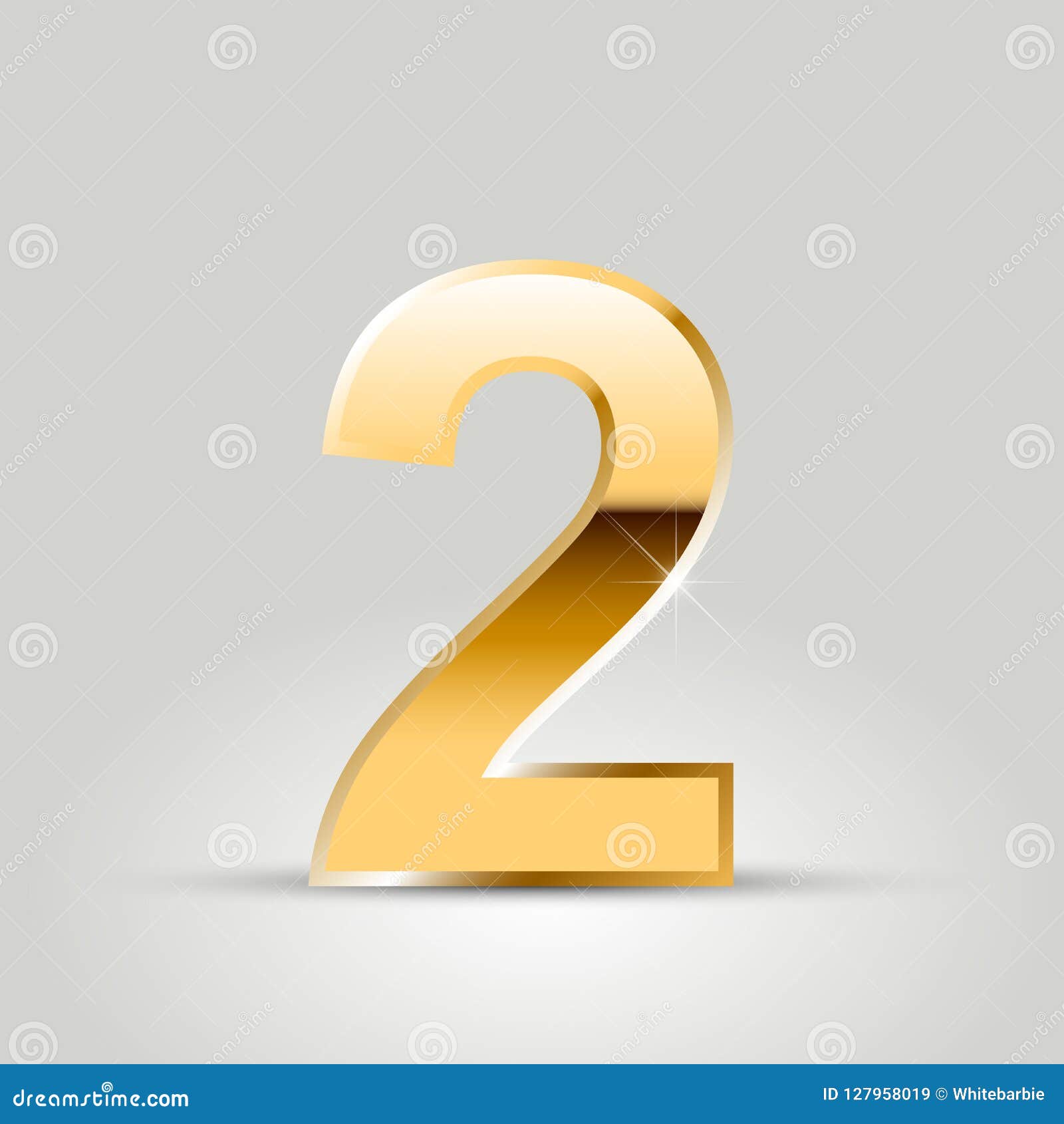 Golden Vector Number 2 Isolated on White Background Stock Illustration ...