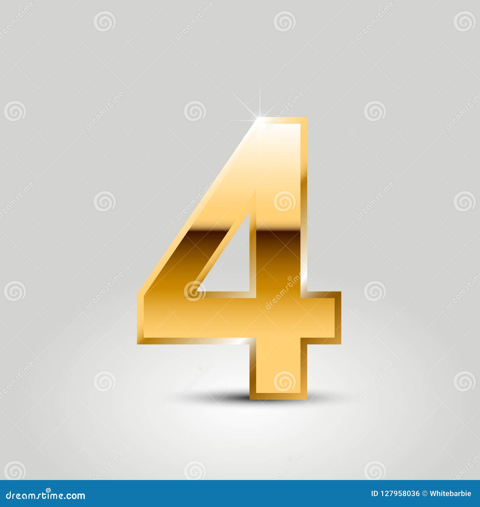 Golden Vector Number 4 Isolated on White Background Stock Illustration ...