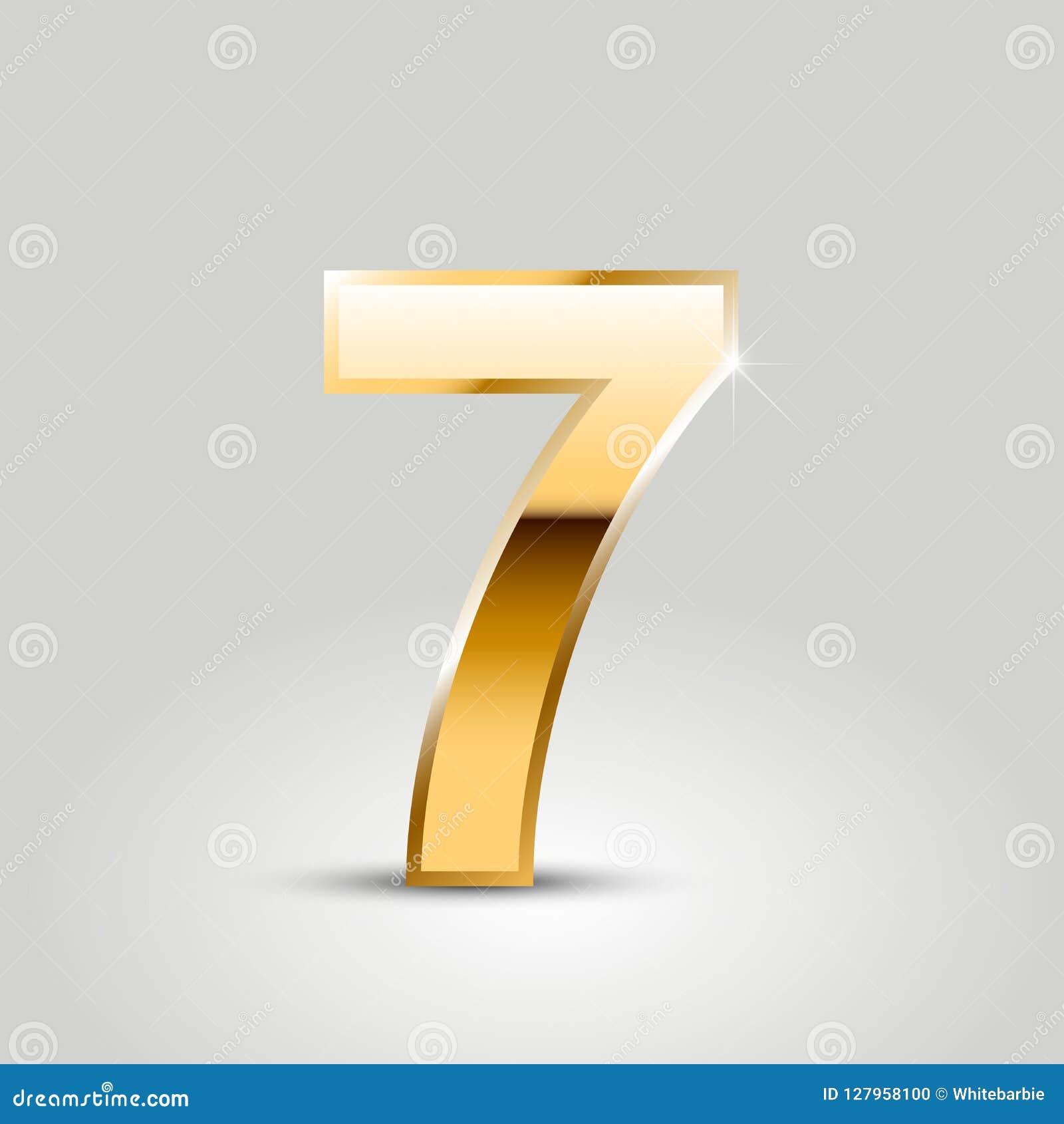 Golden Vector Number 7 Isolated on White Background Stock Illustration ...