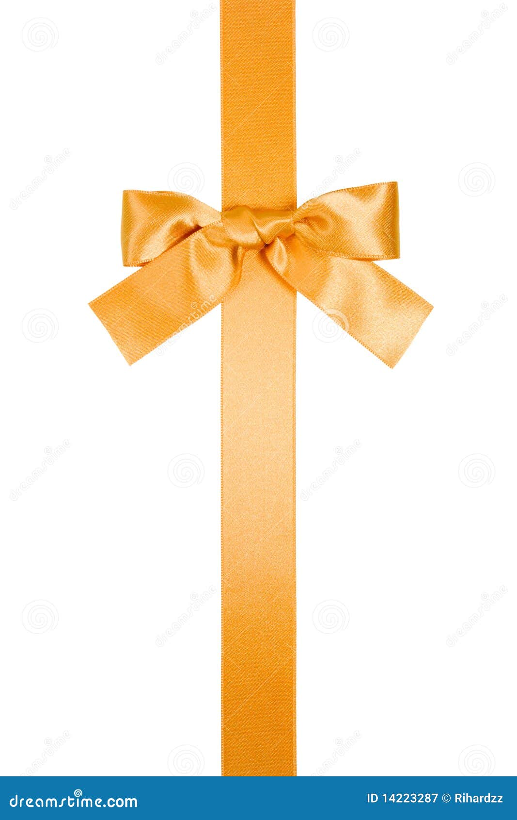 Golden Vertical Ribbon with Bow Stock Image - Image of christmas, satin ...