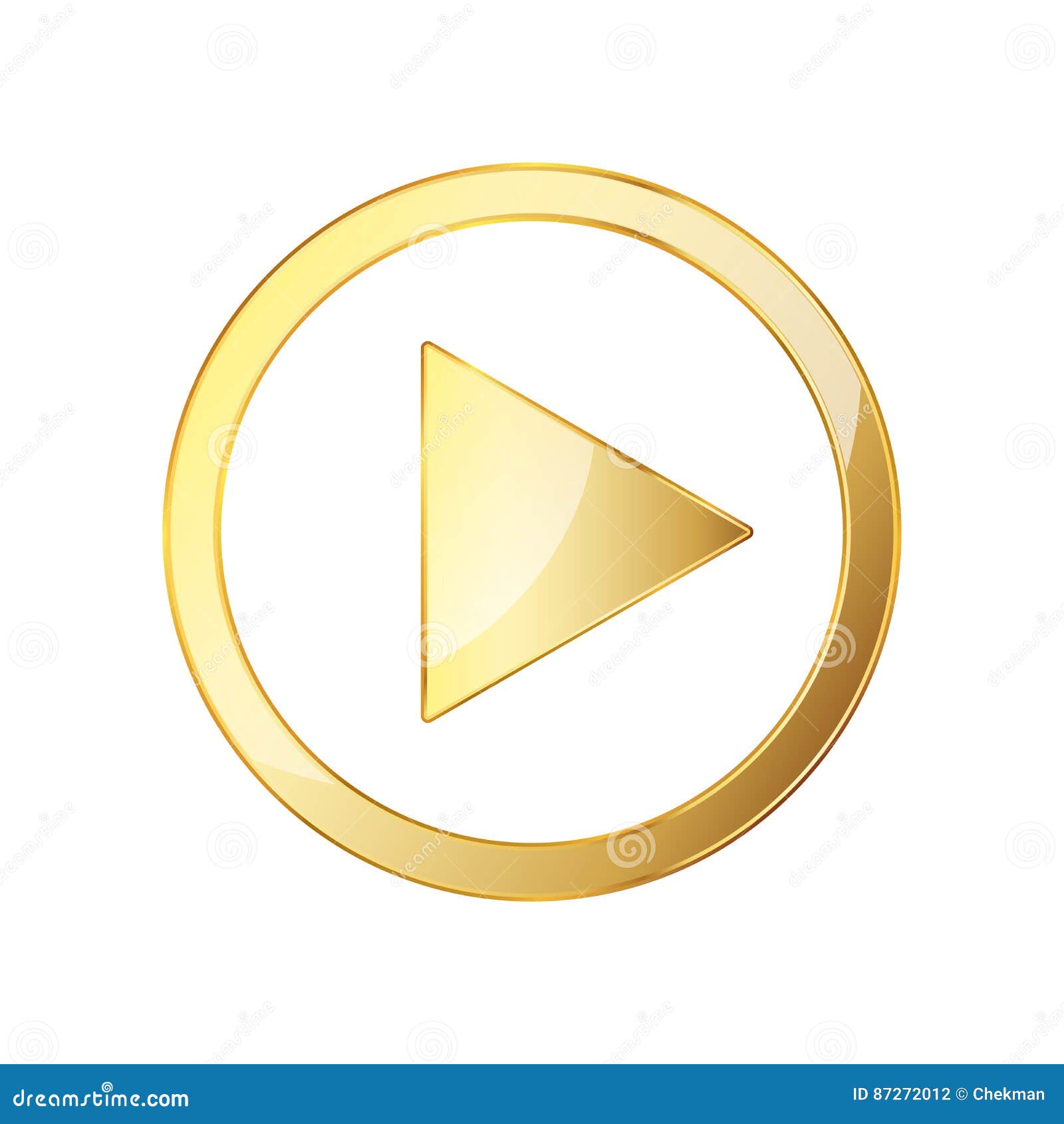 Golden Video Play Icon. Vector Illustration. Stock Illustration ...