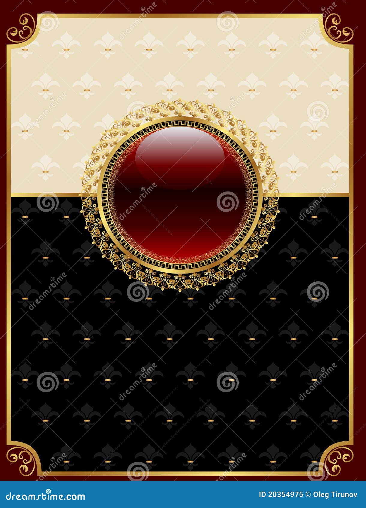 Golden Vintage Frame with Floral Medallion Stock Vector - Illustration ...