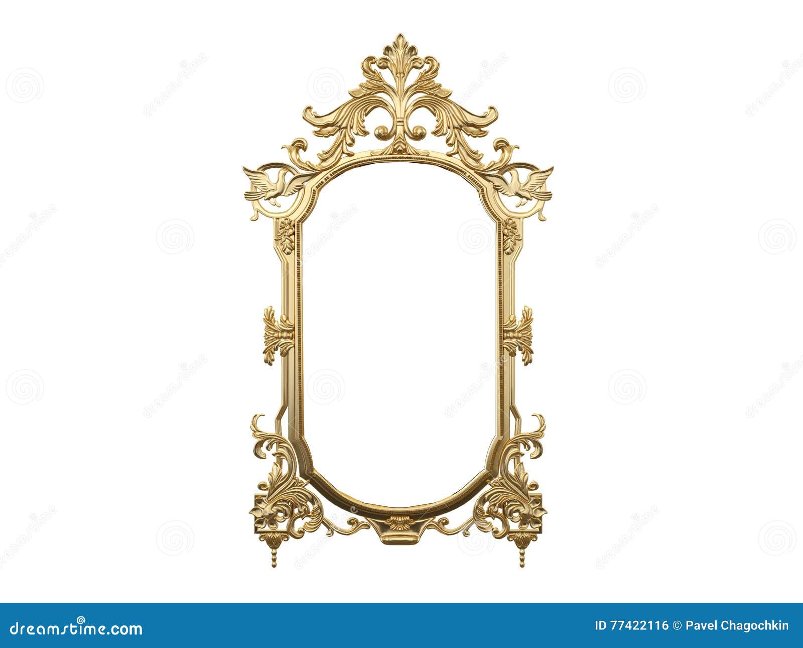 Golden Vintage Frame, Mirror. Design Retro Element. Physical Realistic ...