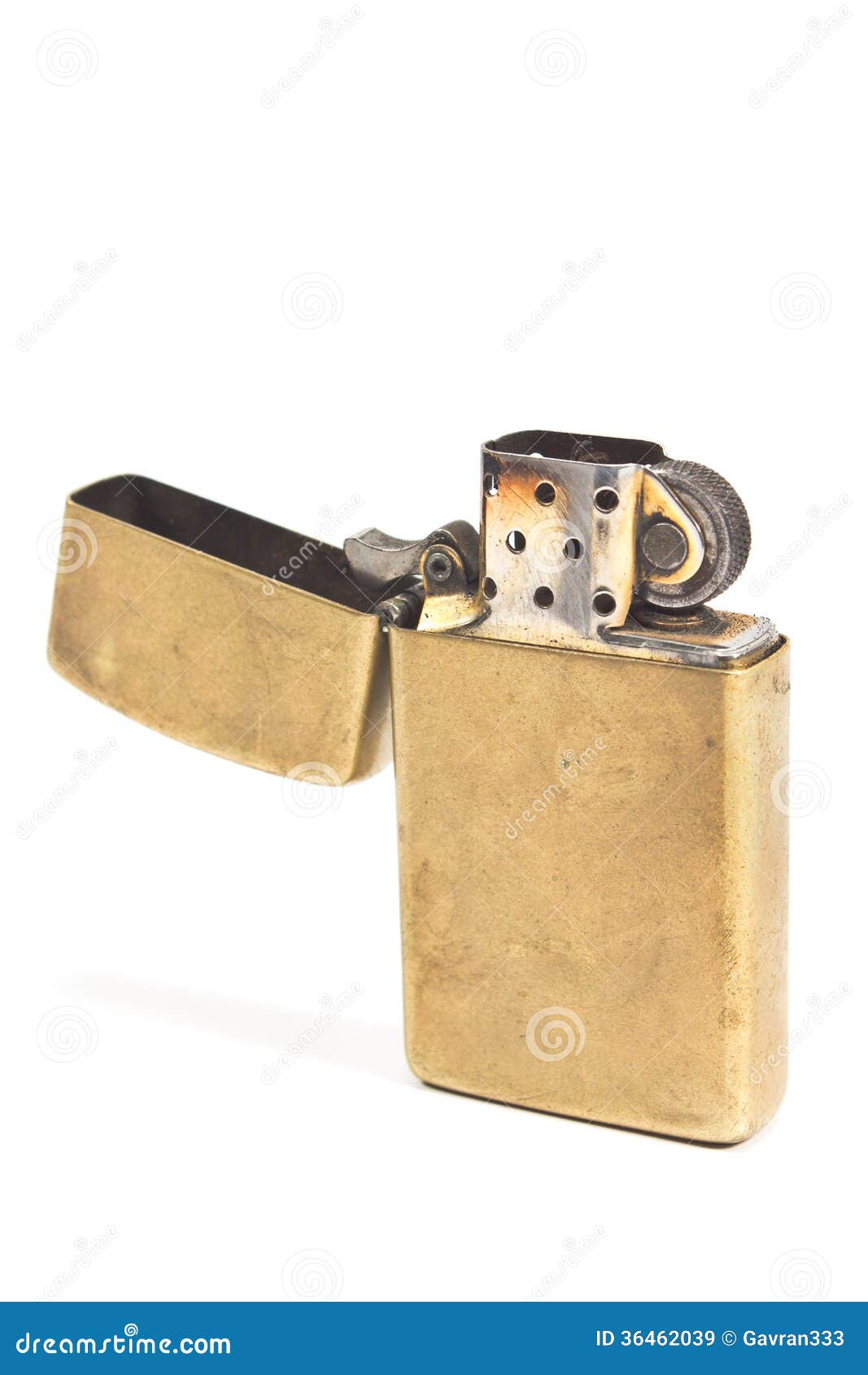 Golden vintage lighter stock image. Image of fire, habit - 36462039