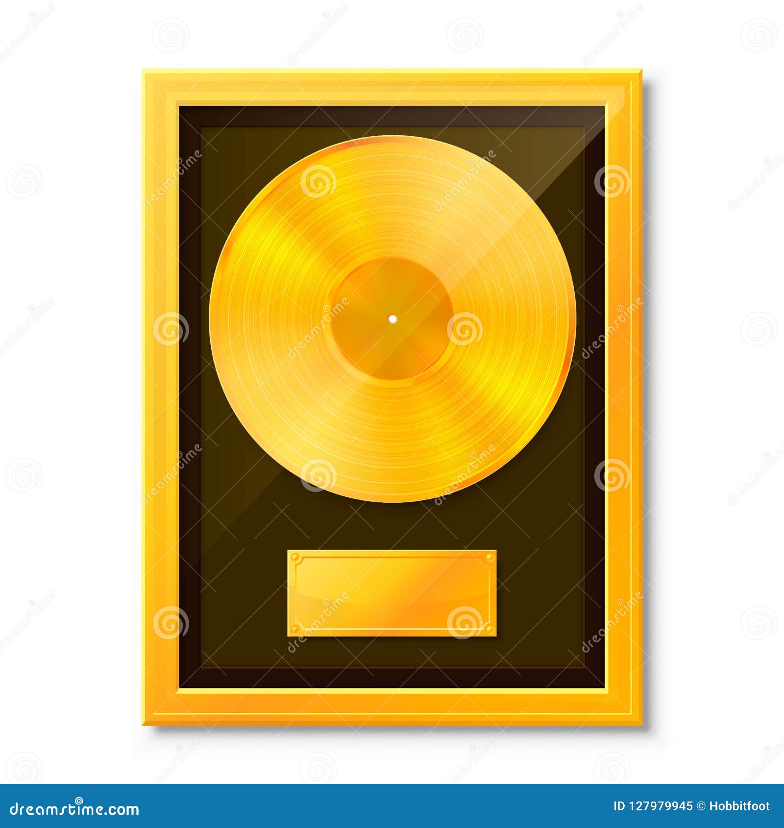 Golden Vinyl in Frame on Wall, Collection Disc Stock Vector ...