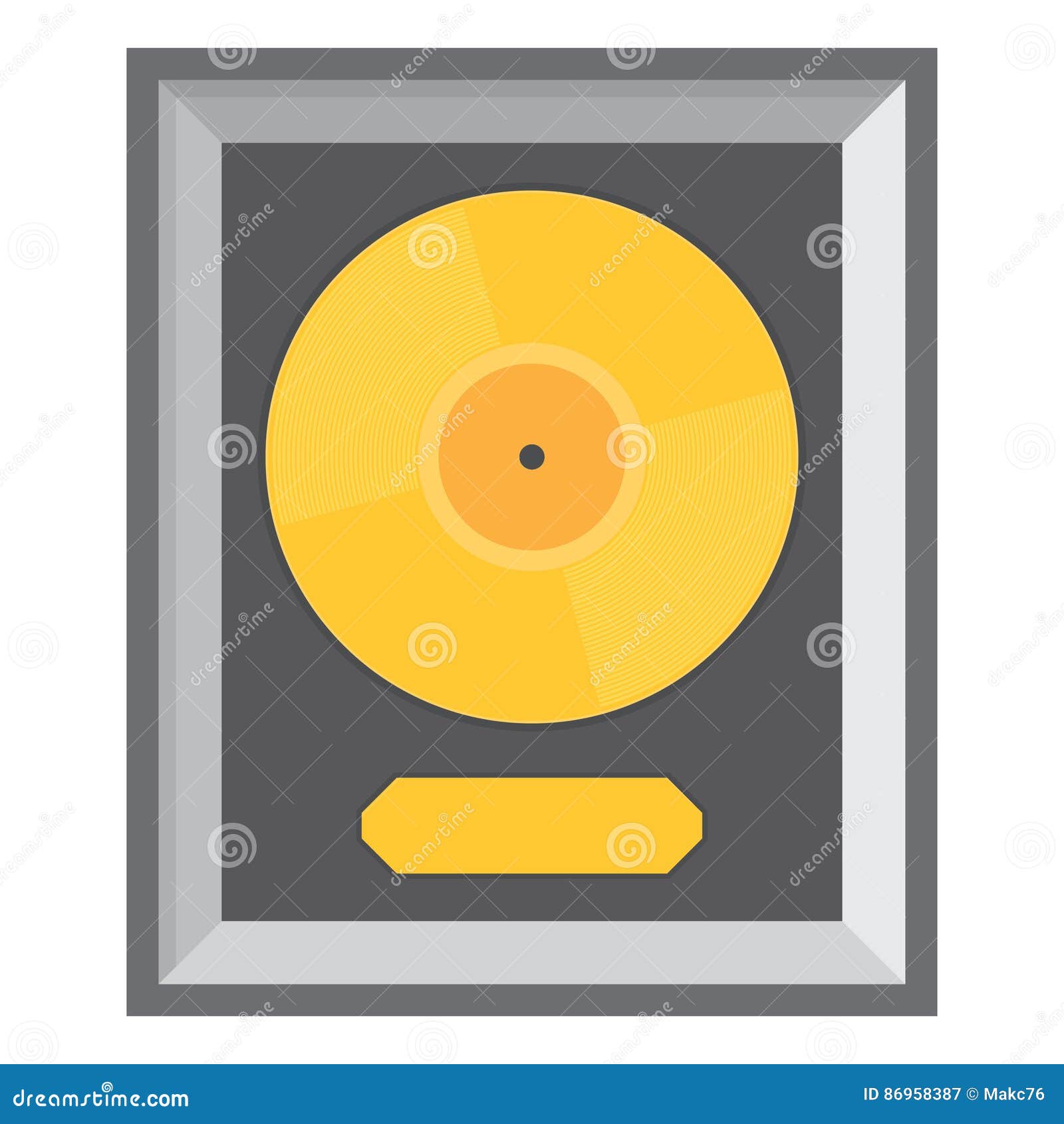 Golden Vinyl in Frame on Wall Stock Vector - Illustration of disco ...