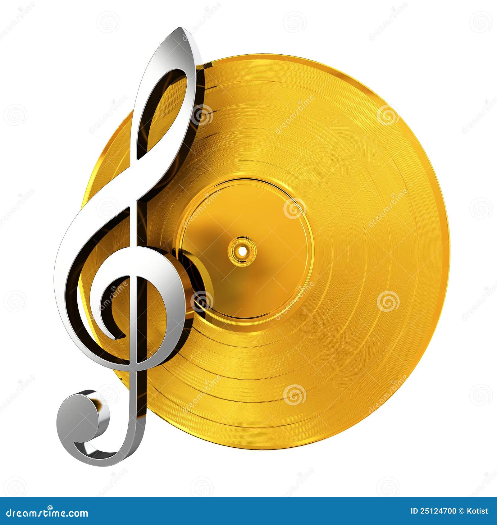 Golden Vinyl with Music Key Stock Illustration - Illustration of audio ...