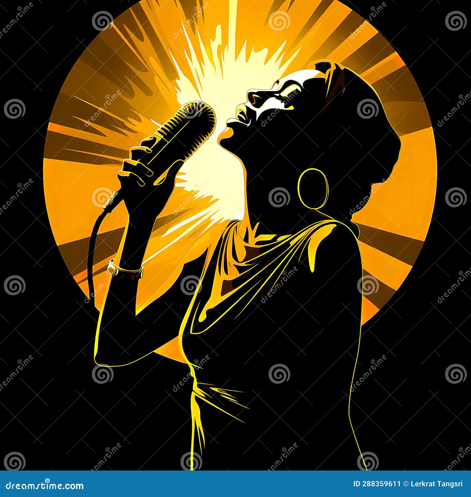 Golden voice singing stock illustration. Illustration of person - 288359611