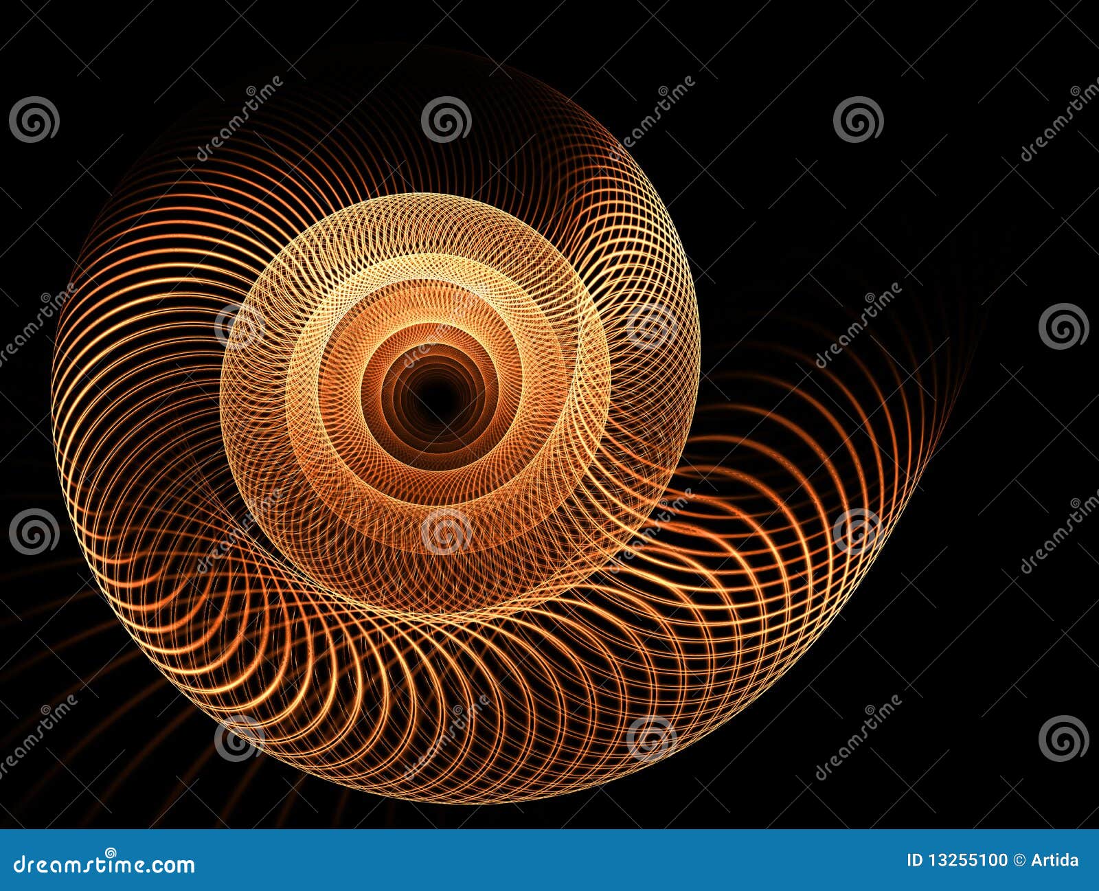 Golden Vortex Or Energy Discharge In Deep Darkness. Red, Yellow And ...