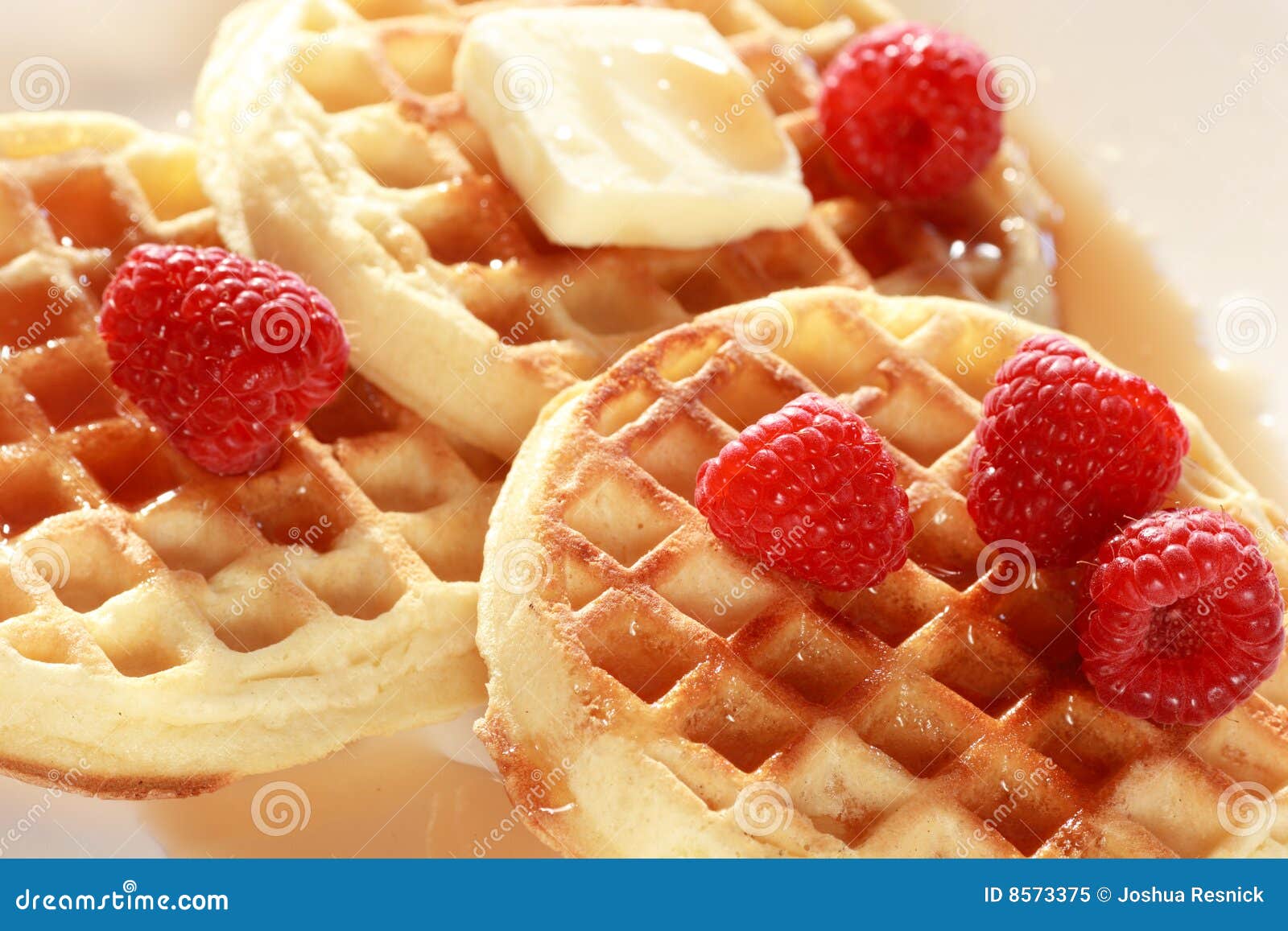 Golden Waffles and Raspberries Stock Image - Image of good, morning ...
