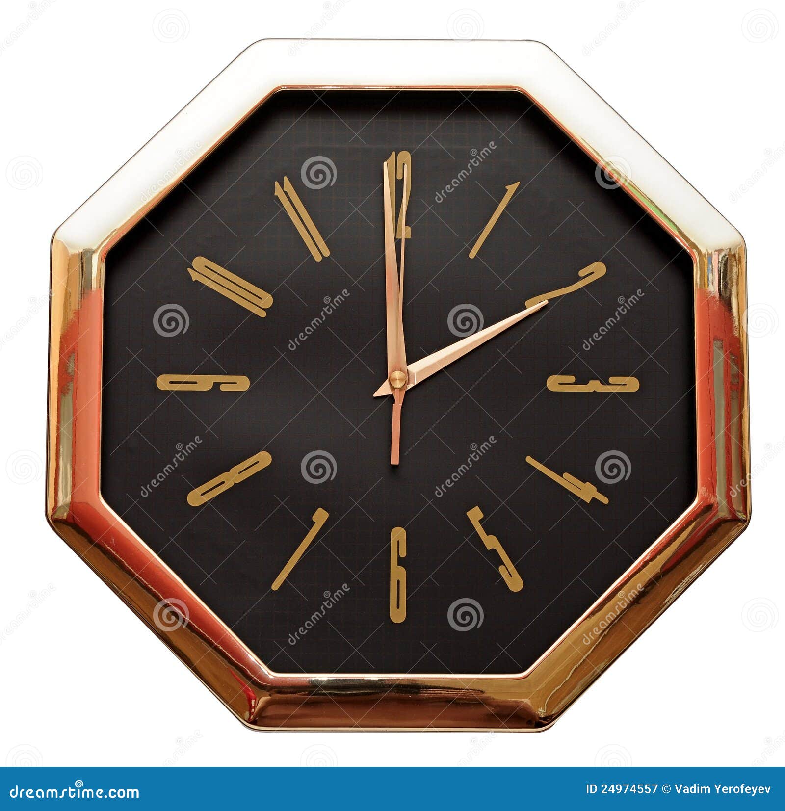 Golden wall clock stock image. Image of movement, classic - 24974557