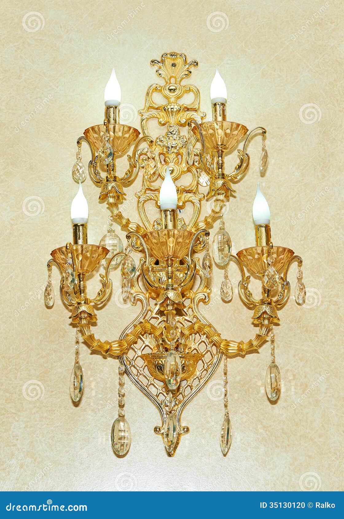 Golden wall sconces stock photo. Image of ballroom, decorate - 35130120
