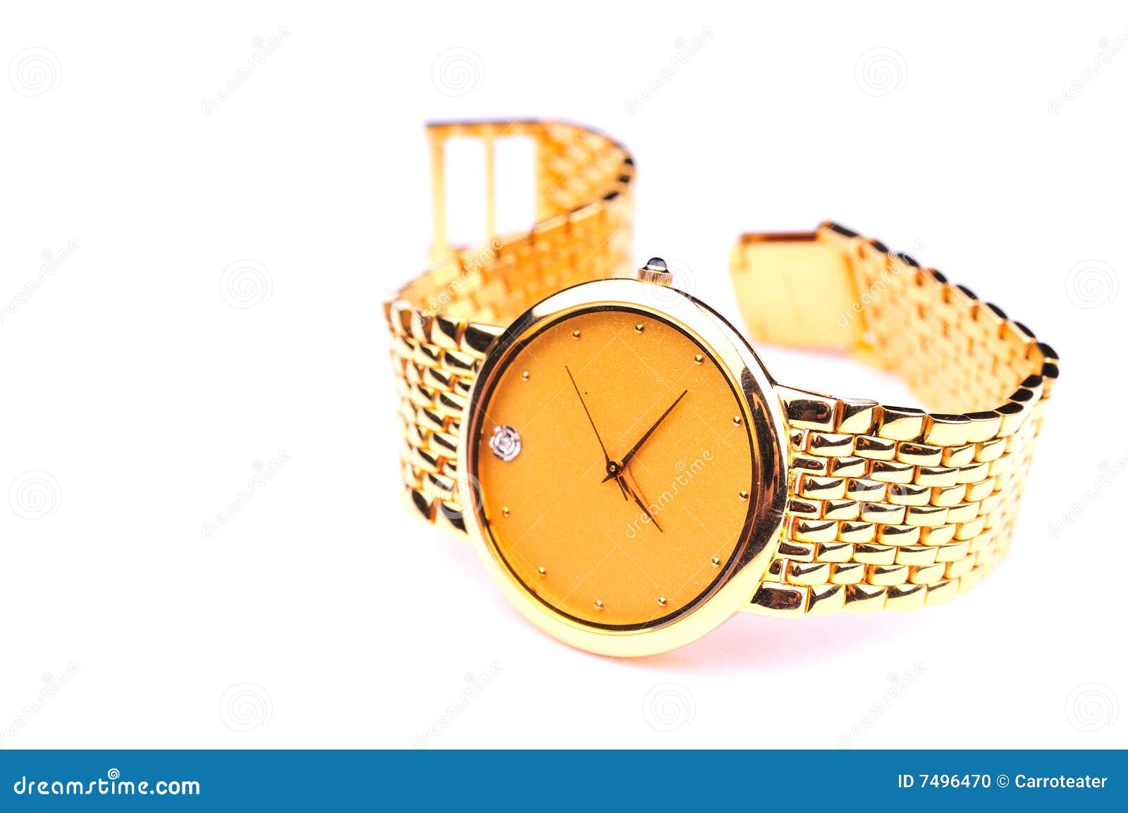 Golden watch stock photo. Image of bend, white, closeup - 7496470
