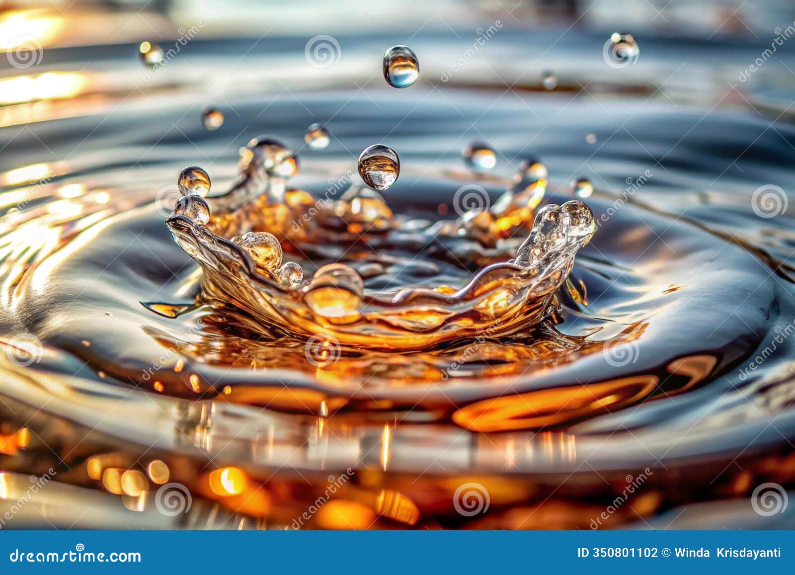 Golden Water Droplet Splash with Ripples Stock Illustration ...