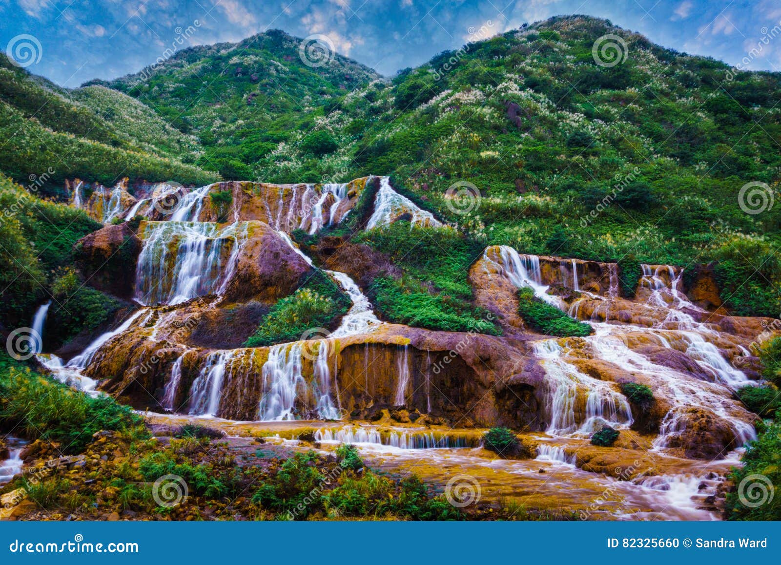 Golden Waterfall stock photo. Image of travel, green - 82325660