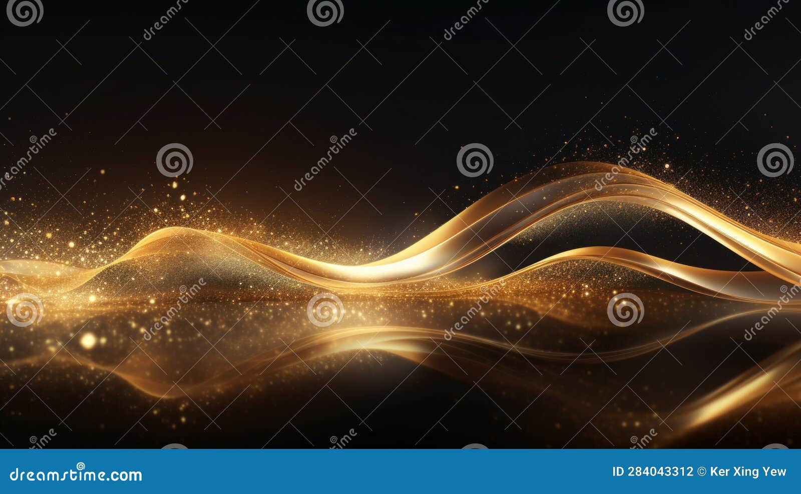 A Golden Wave of Light on a Black Background Stock Illustration ...